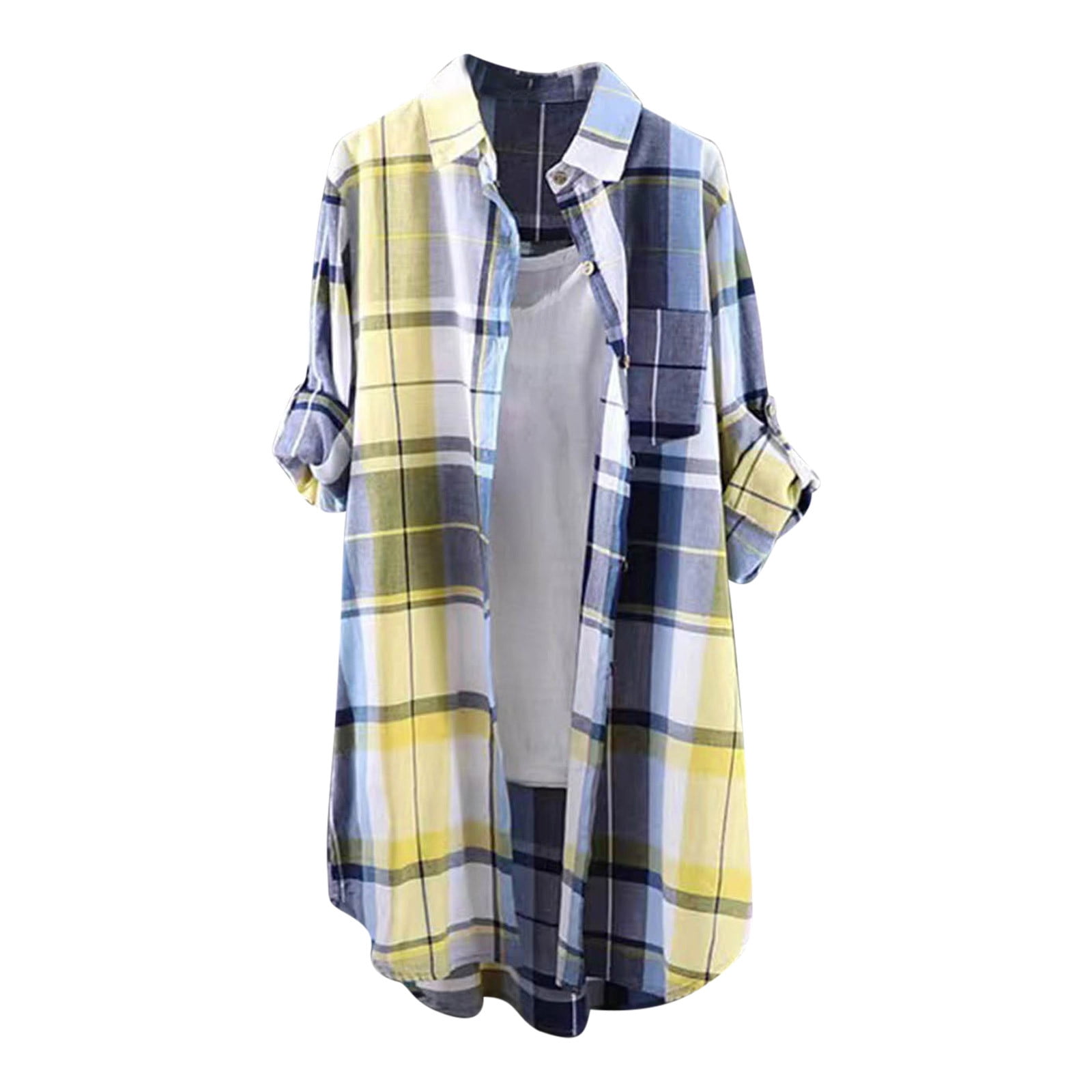 Taqqpue Women's Button Up Plaid Shirts Oversized Casual Long Sleeve ...