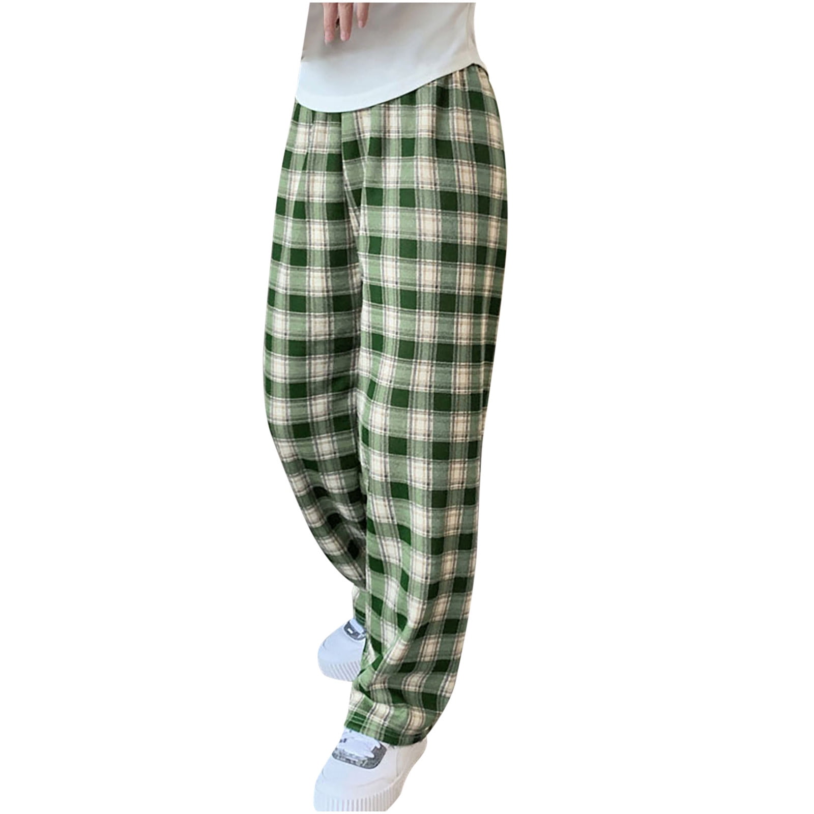 Taqqpue Women's Fleece Lined Plaid Casual Pants Trousers Winter Plush ...