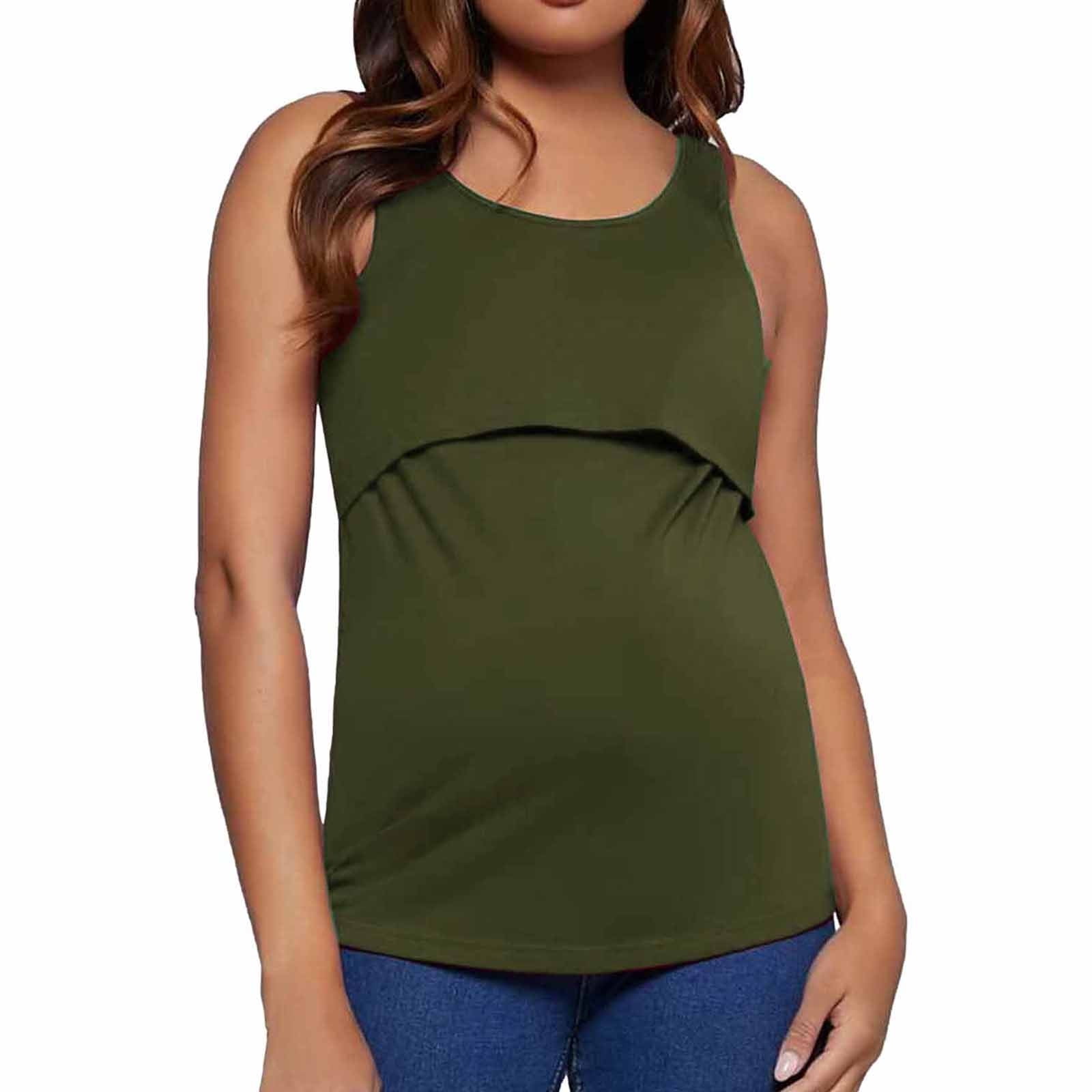 Taqqpue Womens Maternity Nursing Tank Tops for Breastfeeding Sleeveless ...