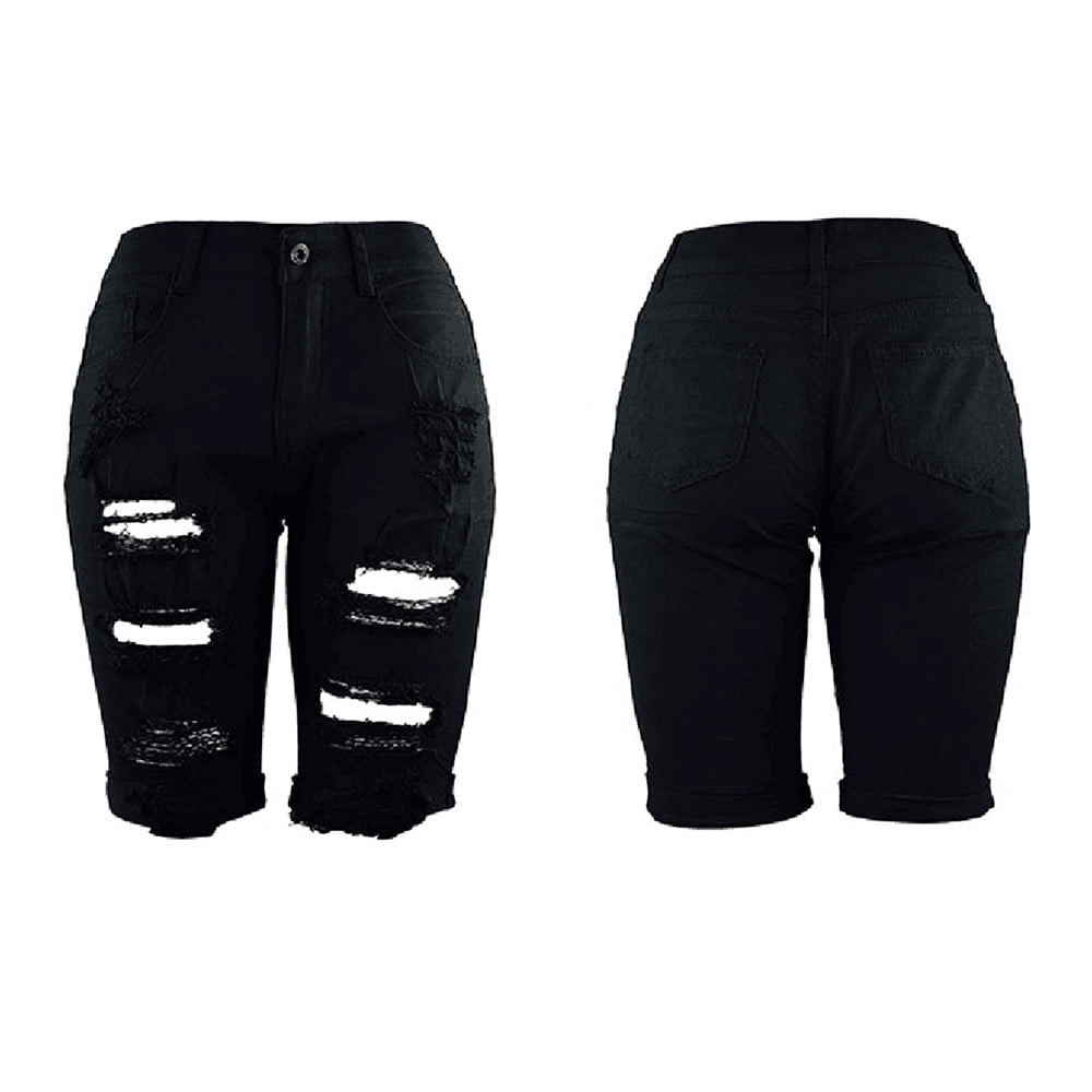 Taqqpue Womens Plus Size High Waist Stretchy Jean Shorts Casual Summer ...