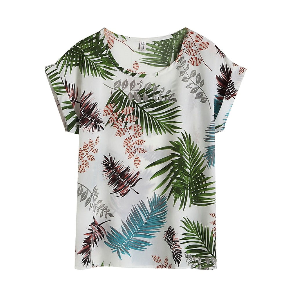 Taqqpue Womens Summer Tops Casual Short Sleeve Hawaiian T-Shirts O-Neck ...