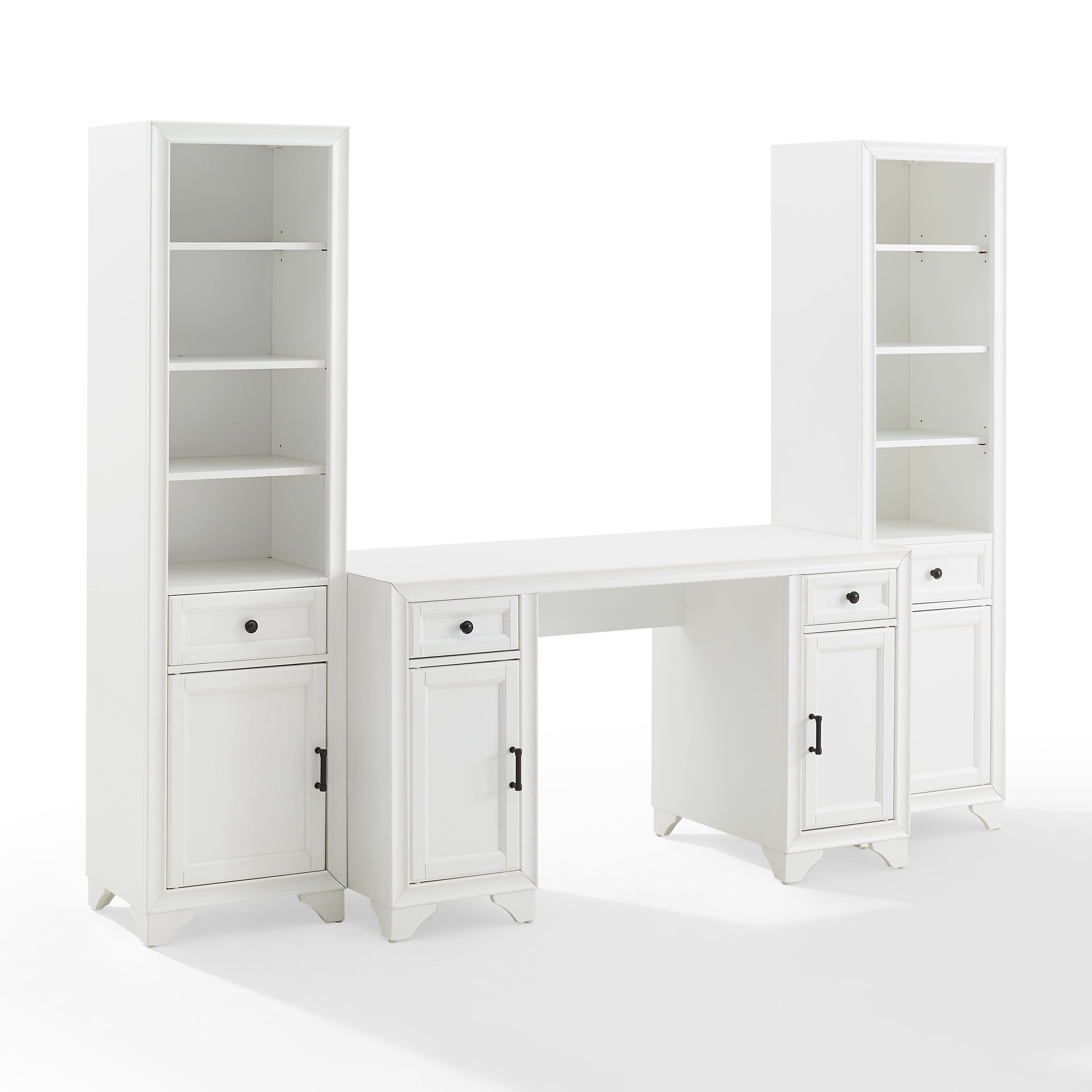 Tara 3Pc Desk And Bookcase Set - Desk & 2 Linen Cabinets - Walmart.com
