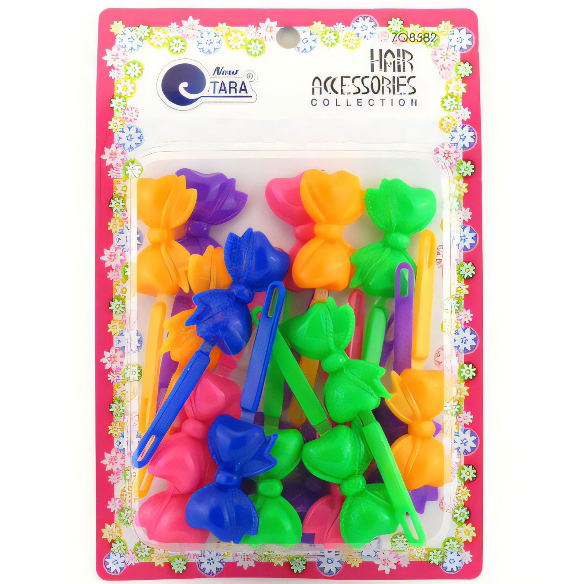 Tara Children S Assorted Color Self Hinge Plastic Bow Hair Barrettes ...