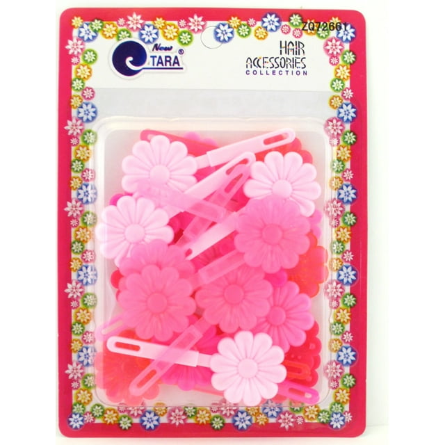 Tara Girls Self Hinge Plastic Flower Hair Barrettes - Pinks - 18 Pcs ...