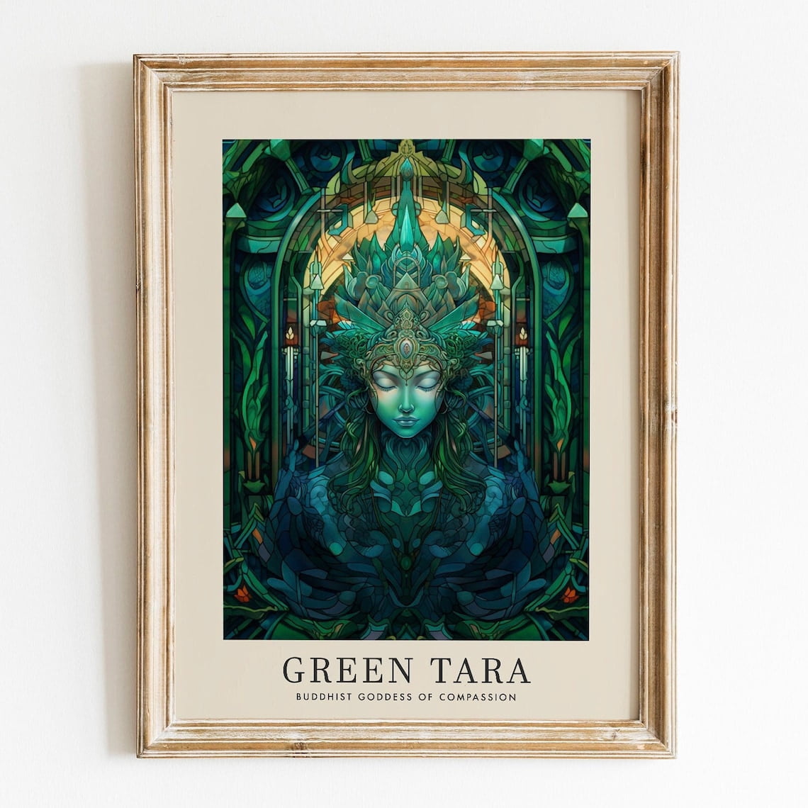 Tara Green Poster, Stained Glass - Bring Enlightenment And Compassion ...
