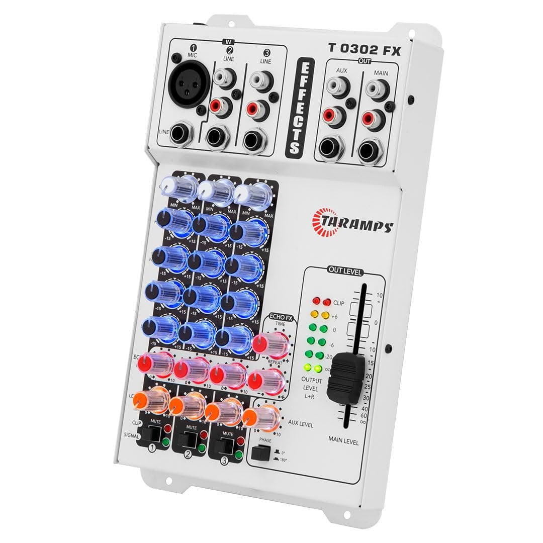 TARAMPS AUDIOMIXERT0302 Echo FX Sound Table 3-Channel Car Audio Mixer ...
