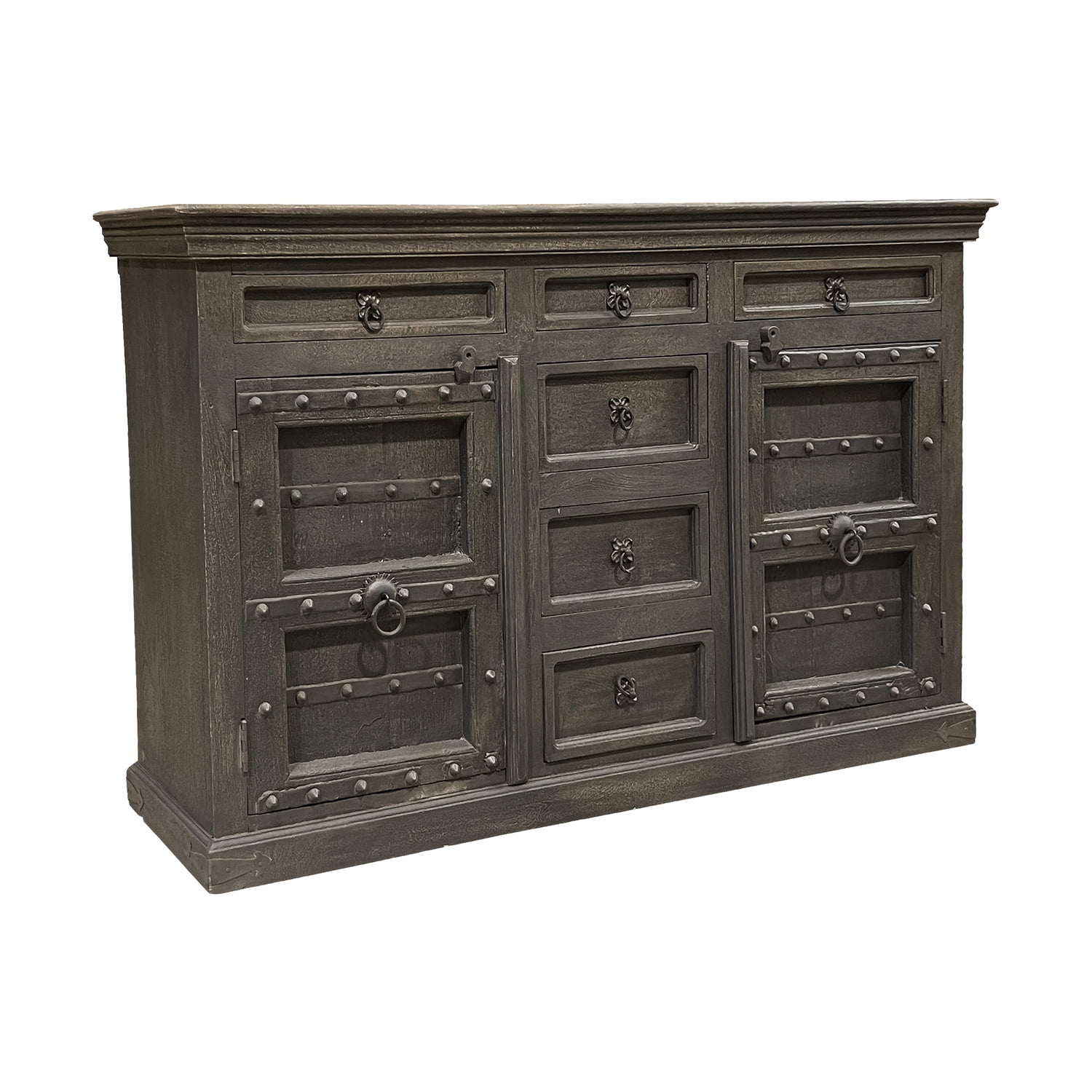Taran Designs Baker 6-drawer 2-door Solid Wood Sideboard in Dark Brown ...