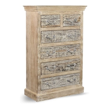 Taran Designs Hayden 6-drawer Solid Wood Chest in White Multicolor ...