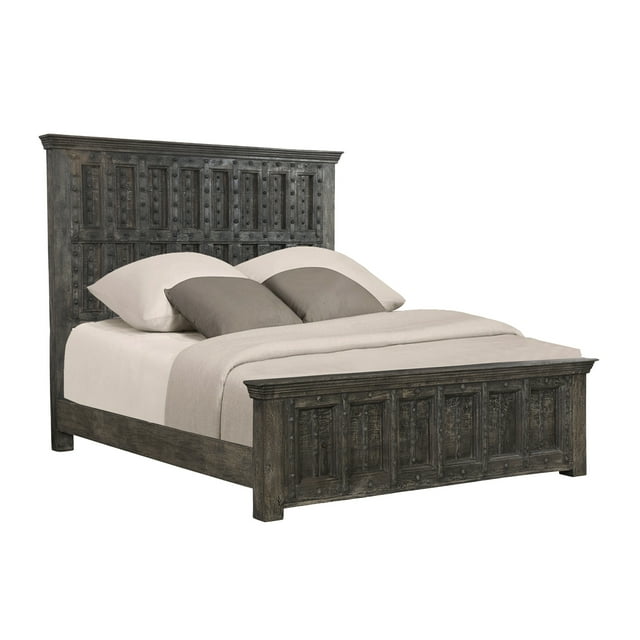 Taran Designs Baker Solid Wood King Panel Bed in Gray - Walmart.com
