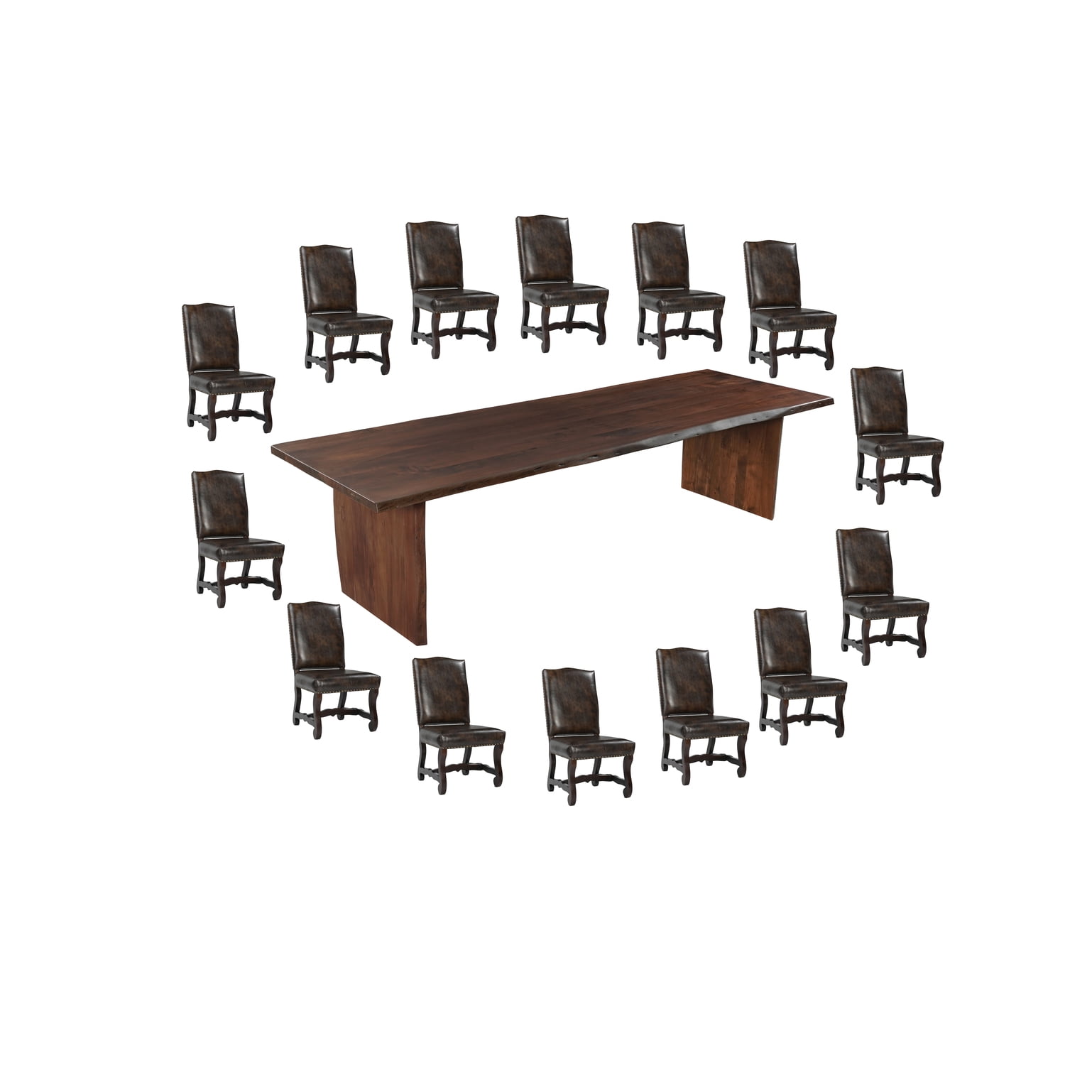 Taran Designs Belmont 15-piece Live Edge Solid Wood Dining Set in Dark Brown - Walmart.com