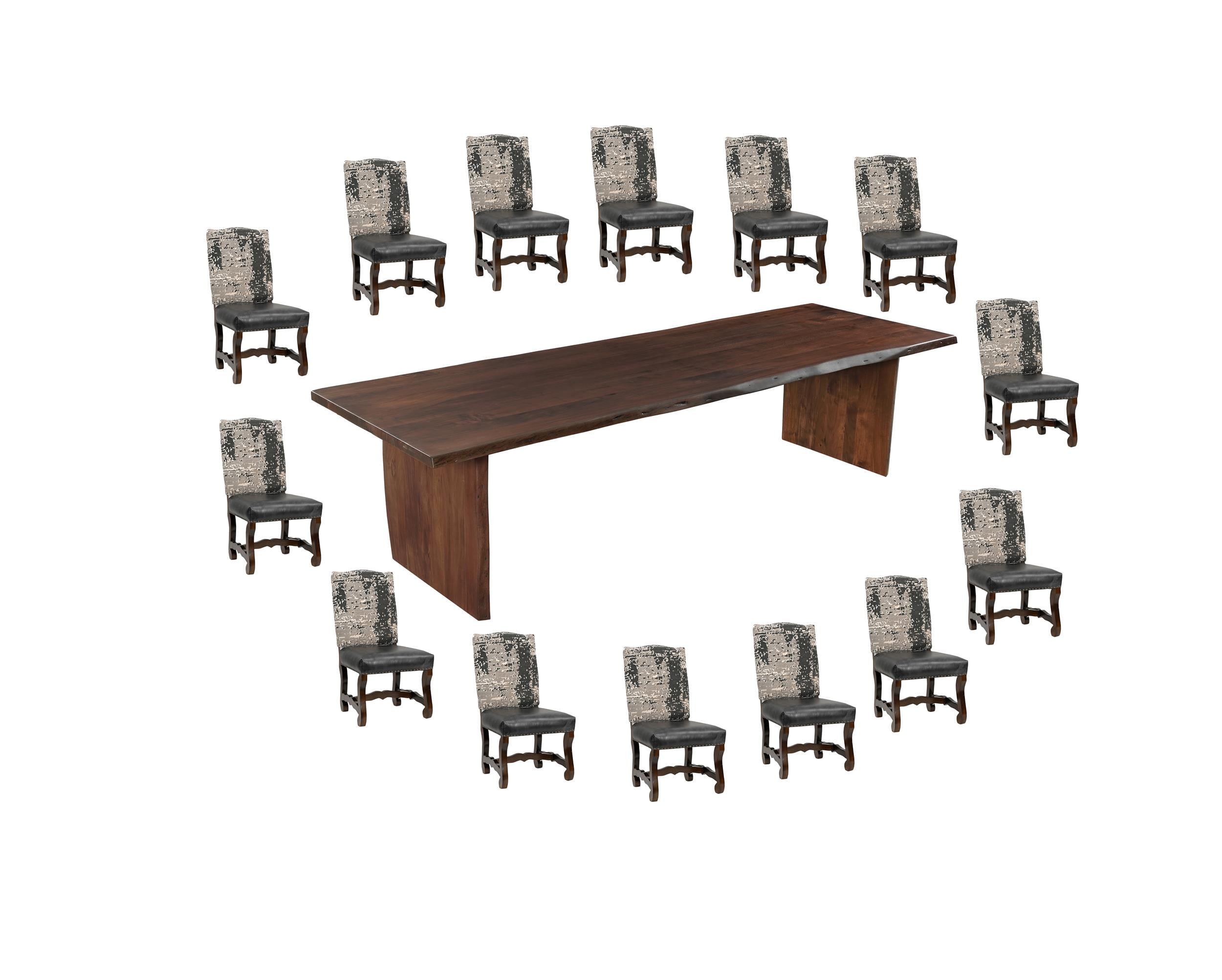 Taran Designs Belmont 15-piece Live Edge Solid Wood Dining Set in Dark Brown - Walmart.com