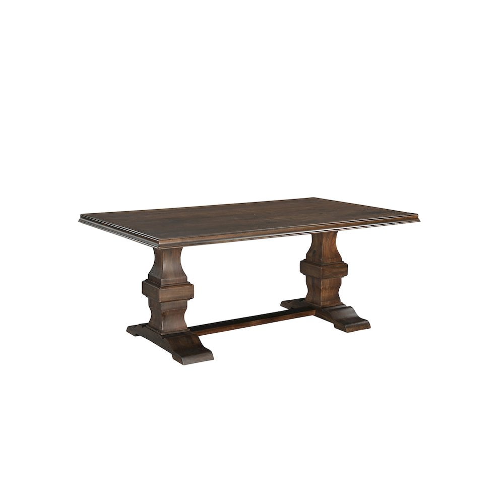 Taran Designs Bristol 75" Solid Wood Trestle Dining Table in Dark Brown ...