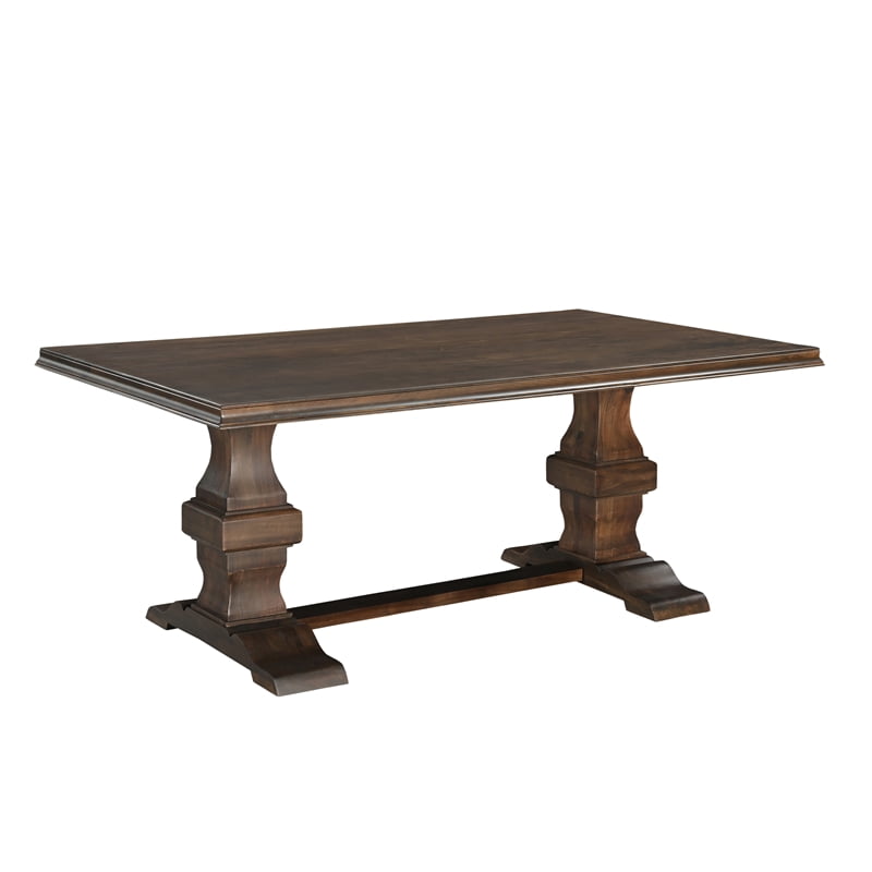 Taran Designs Bristol 75" Solid Wood Trestle Dining Table in Dark Brown ...