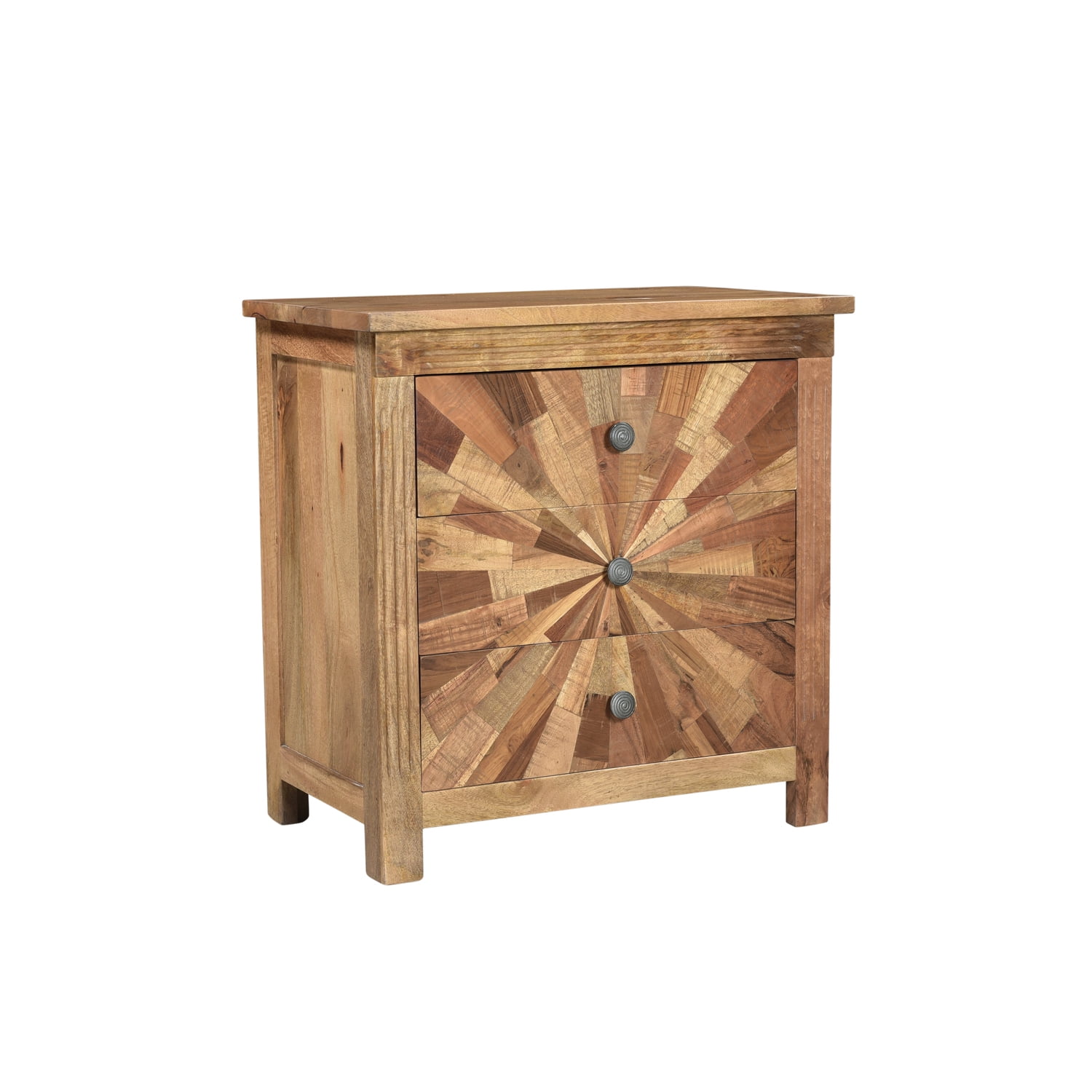 Taran Designs Carla 3-drawer Starburst Solid Wood Nightstand in Brown ...