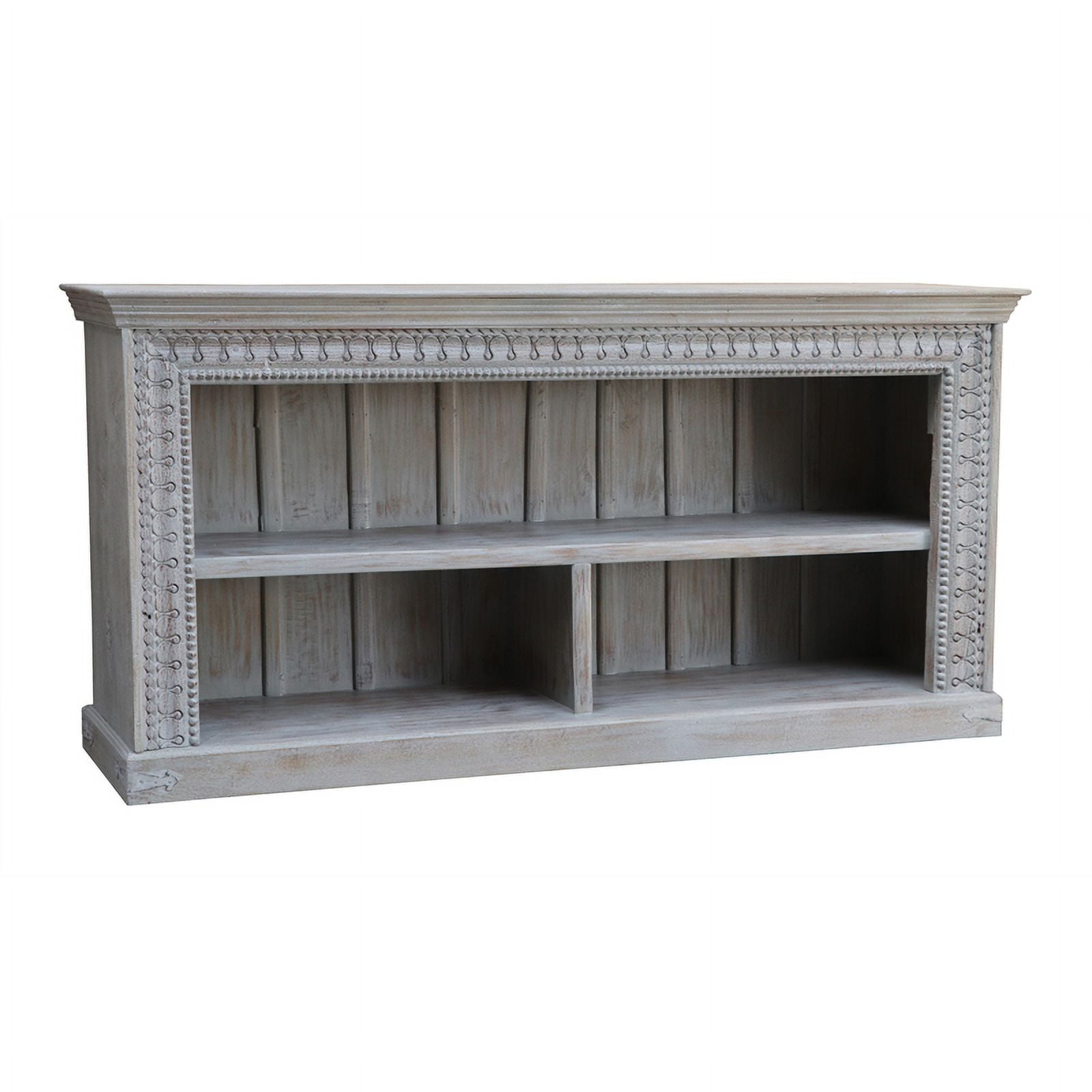 Taran Designs Carved Wood Bookcase in Light Gray - Walmart.com