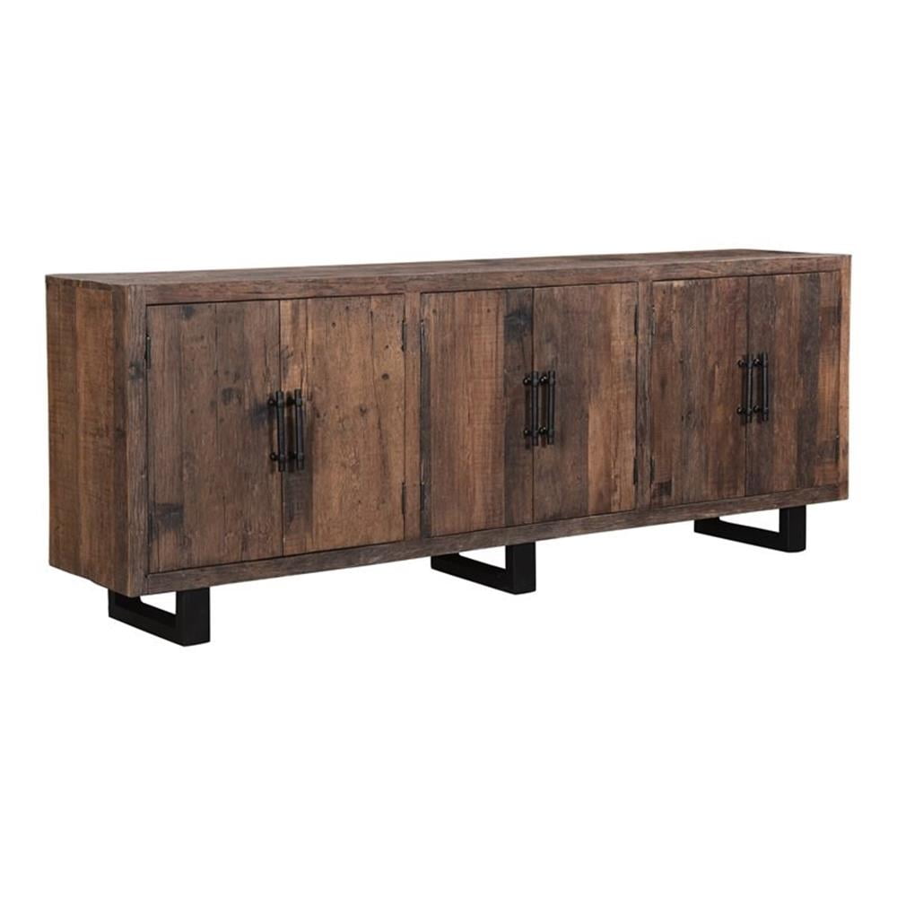 Taran Designs Cedric 6-door Solid Wood Sideboard in Dark Brown/Black ...