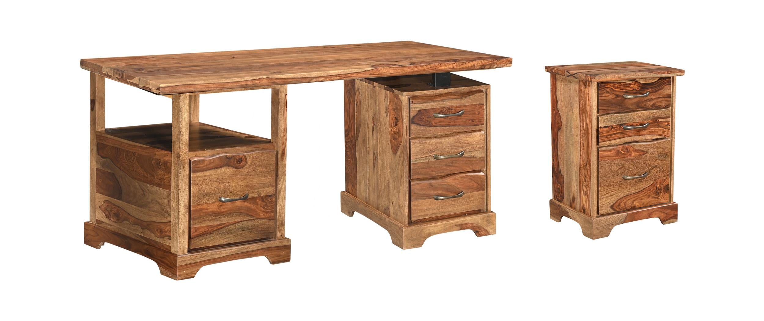Taran Designs Darcy 2-piece Live Edge Solid Wood Desk Set in Brown - Walmart.com