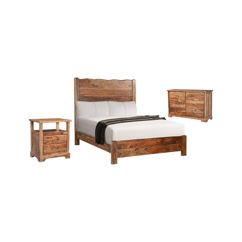 Taran Designs Darcy 3-piece Solid Wood Queen Bedroom Set in Brown ...