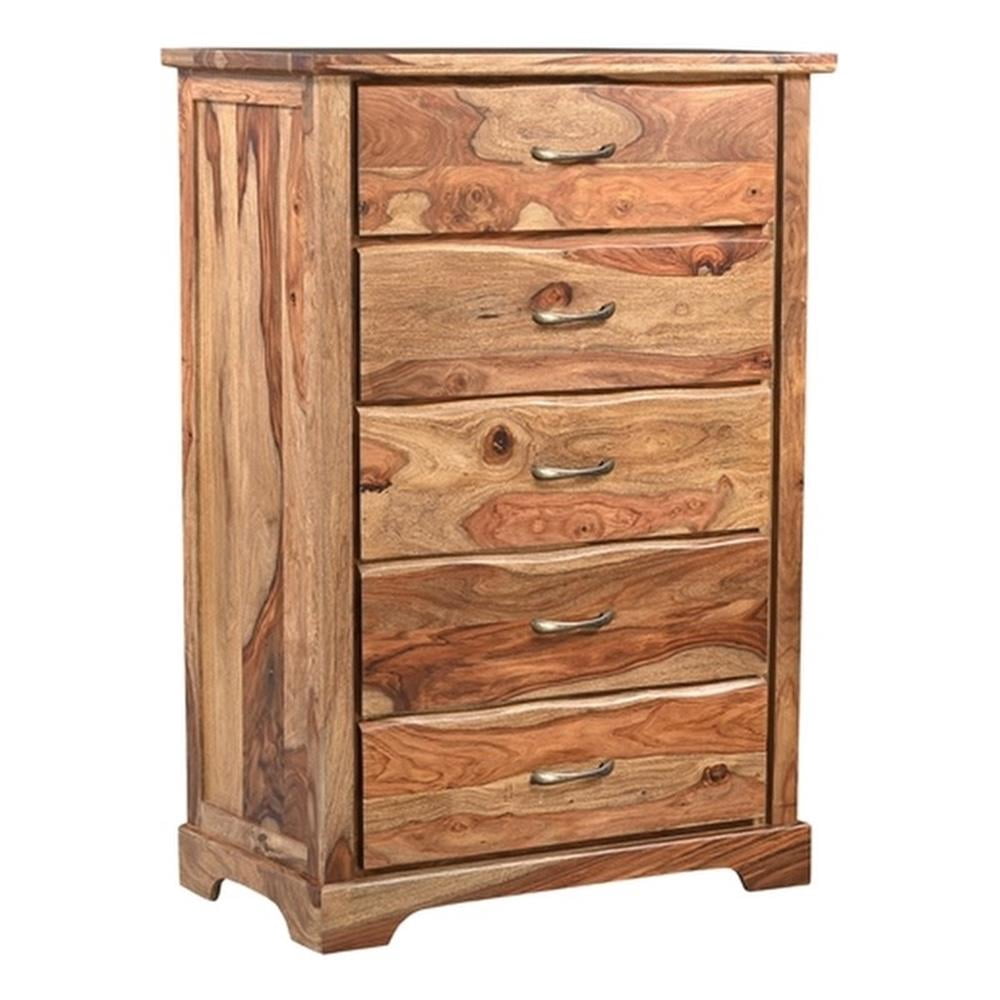 Taran Designs Darcy 5-drawer Live Edge Solid Wood Chest in Brown ...