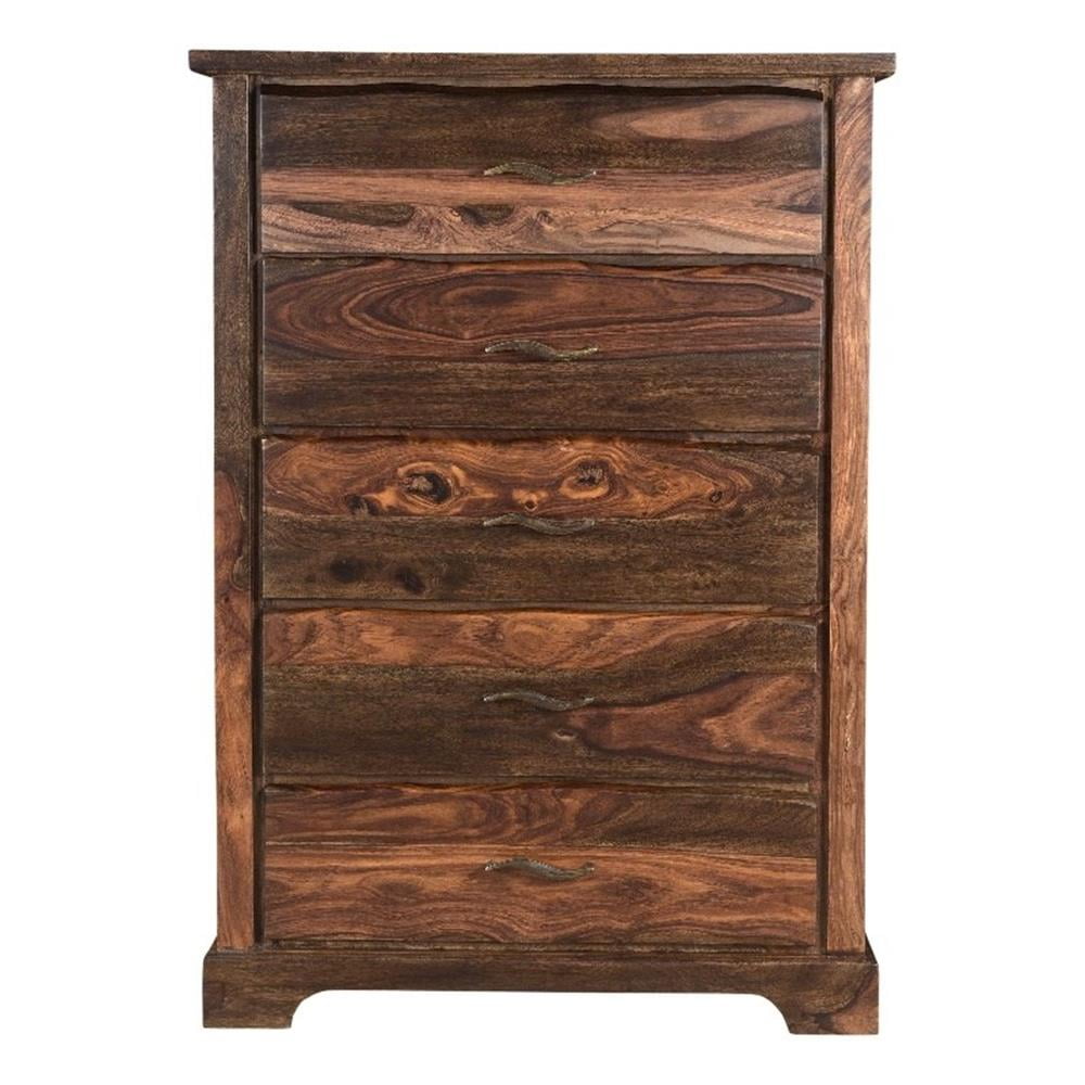 Taran Designs Darcy 5-drawer Live Edge Solid Wood Chest in Dark Brown - Walmart.com