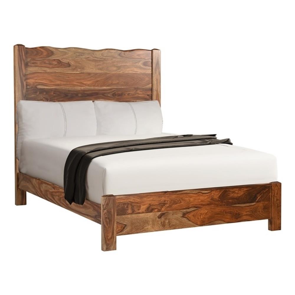 Taran Designs Darcy Live Edge Solid Wood Queen Panel Bed in Brown ...