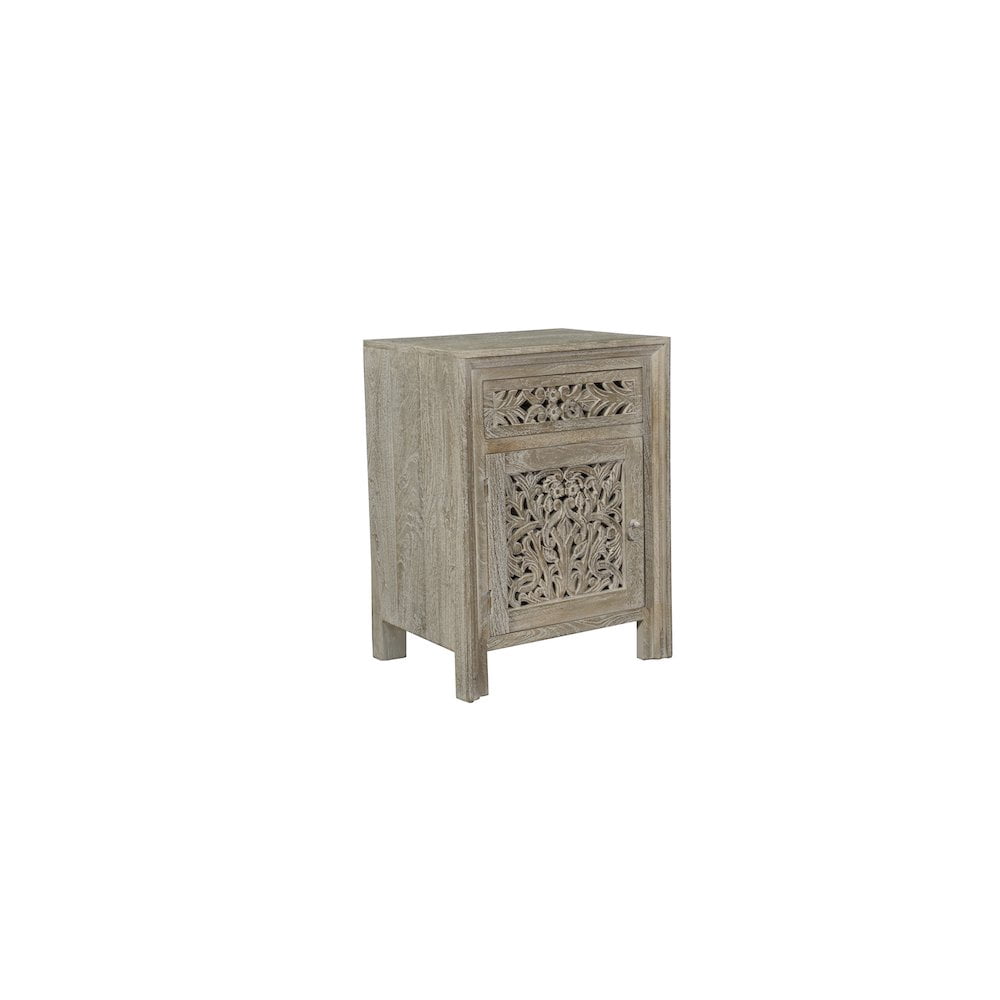 Taran Designs Fillian 1-drawer 1-door Carved Solid Wood Nightstand in ...