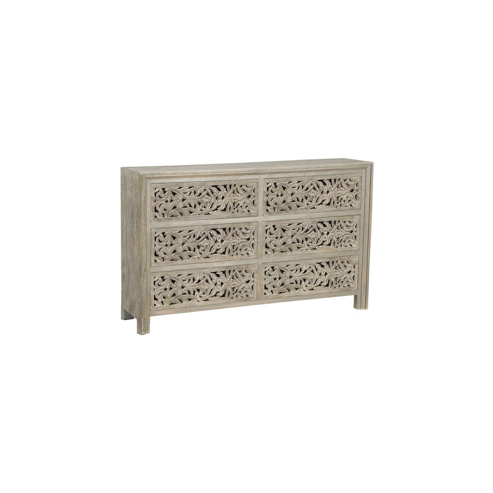 Taran Designs Fillian 6-drawer Floral Carved Solid Wood Dresser in Gray ...