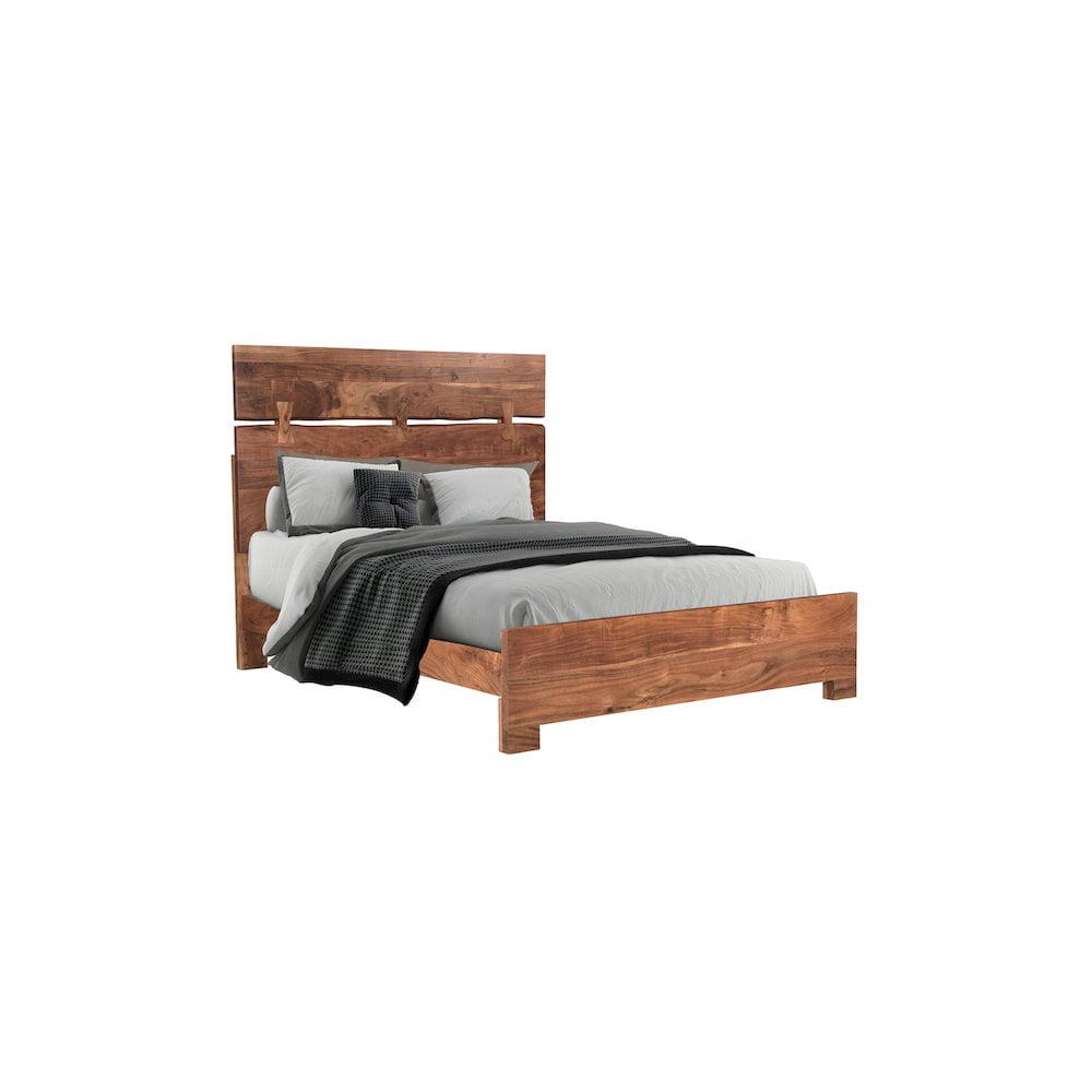 Taran Designs Harper Live Edge Solid Wood Queen Panel Bed in Brown ...