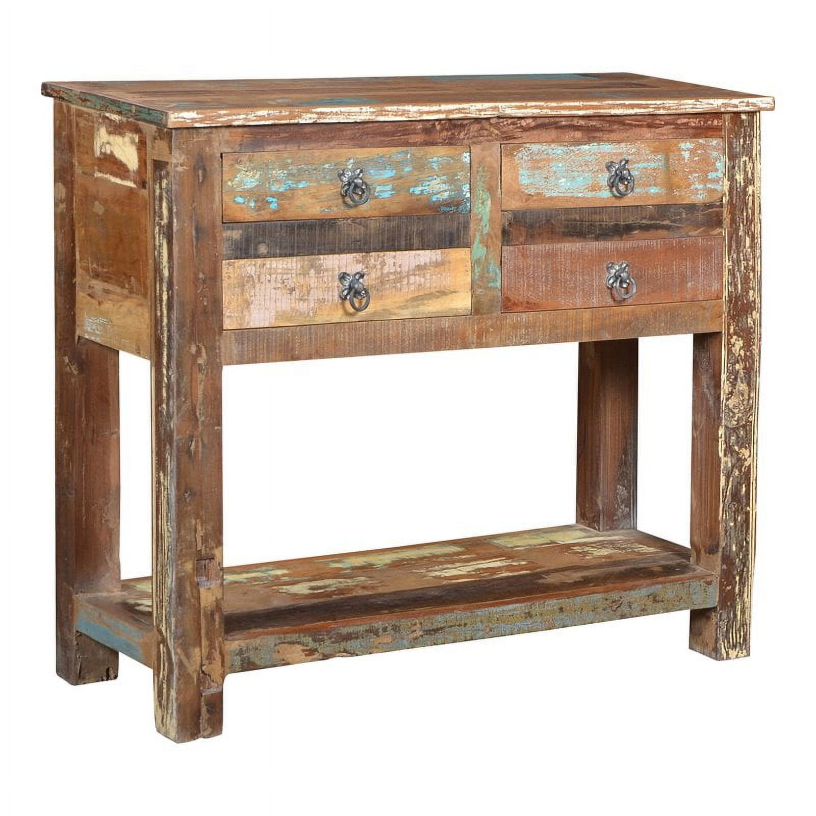 Taran Designs Hayden Solid Wood Console Table in Brown Multicolor ...