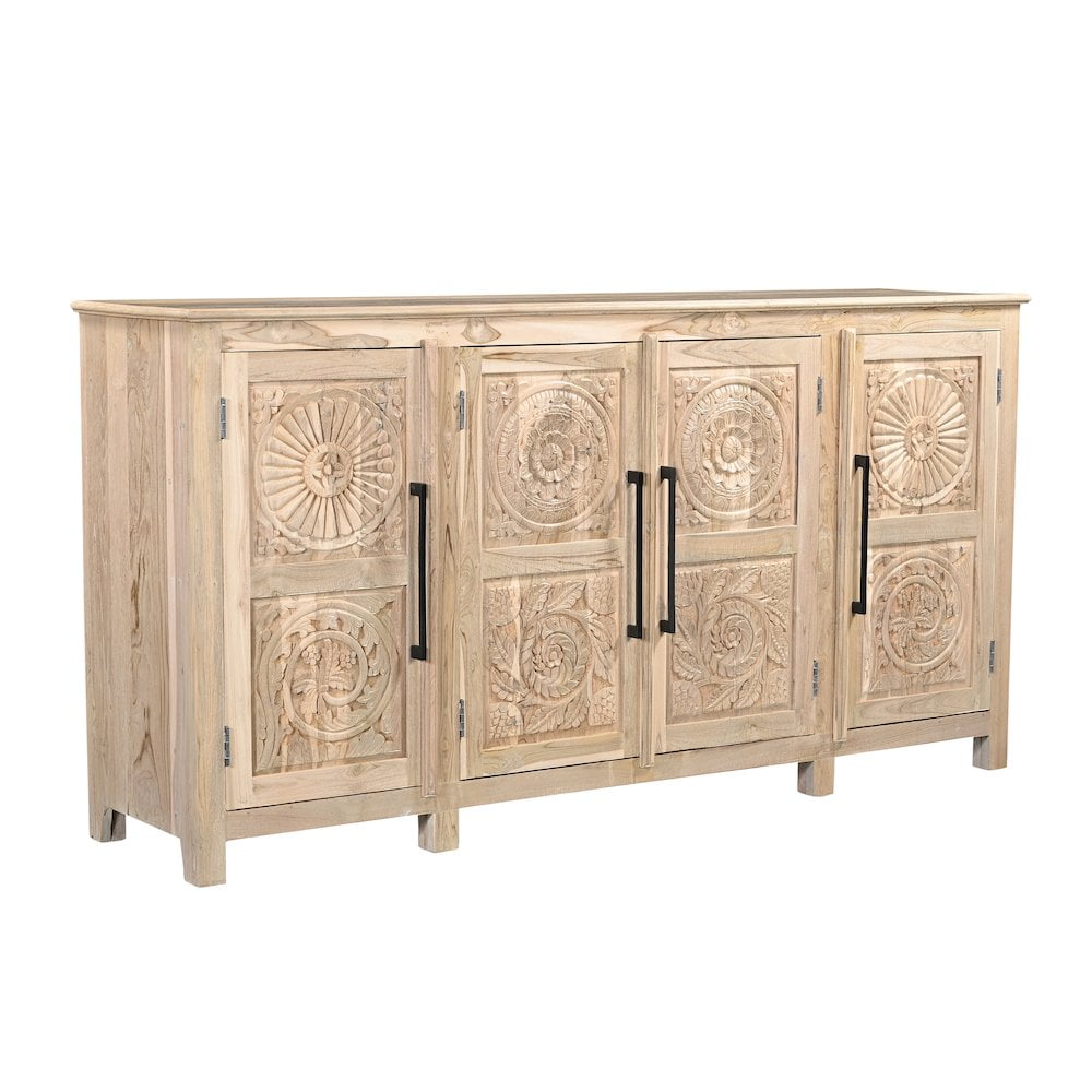 Taran Designs Isabella 4-door Carved Solid Wood Sideboard in Brown - Walmart.com