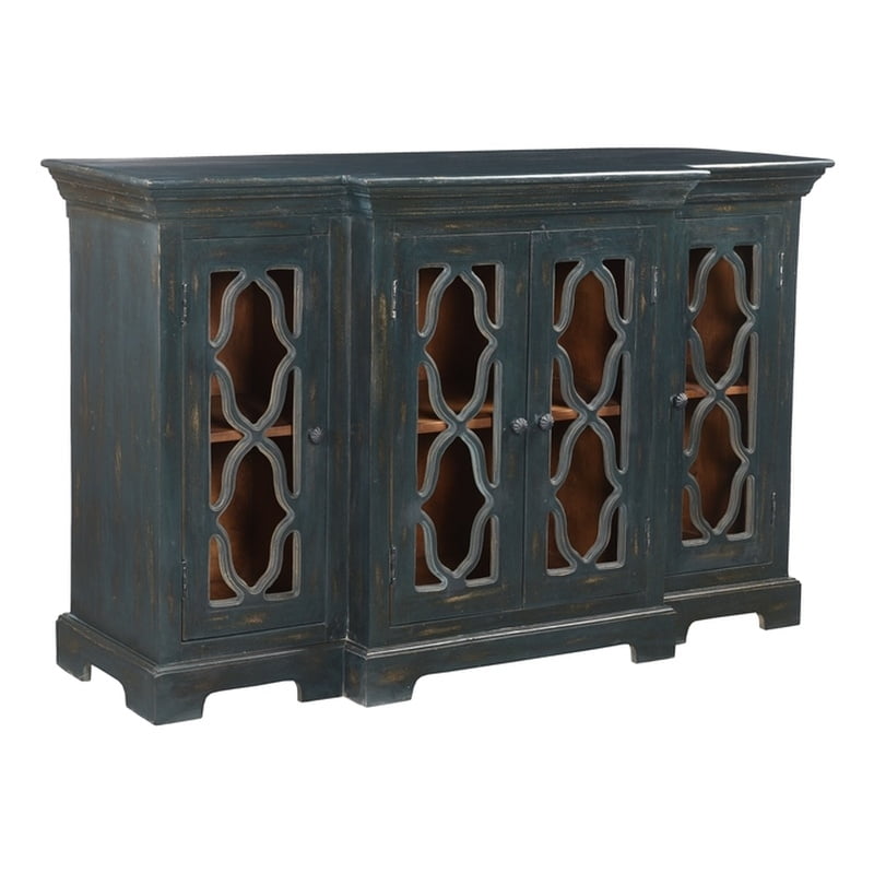 Taran Designs Julia 4-door Solid Wood Sideboard in Dark Blue - Walmart.com