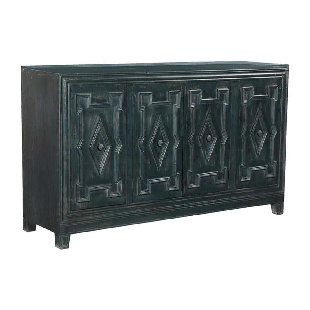 Taran Designs Julia 4-door Solid Wood Sideboard in Dark Blue - Walmart.com