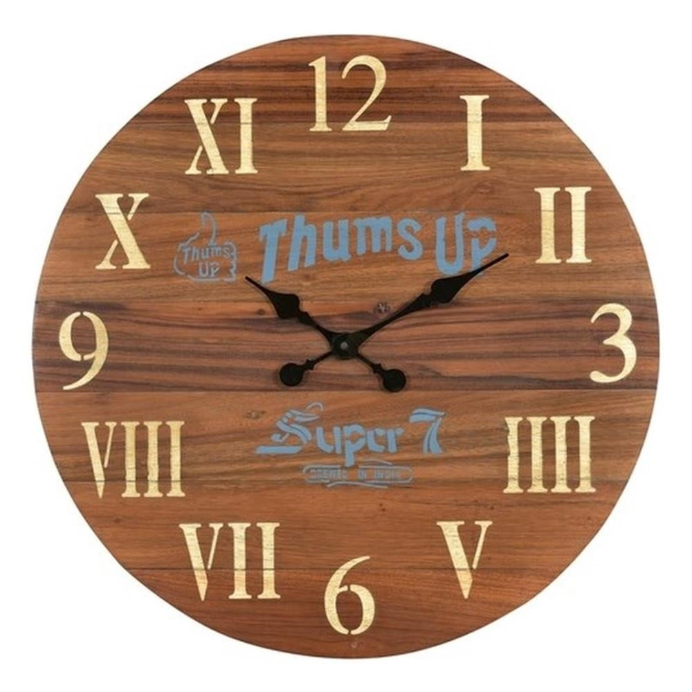 Taran Designs Keaton Round Solid Wood Wall Clock in Dark Brown ...