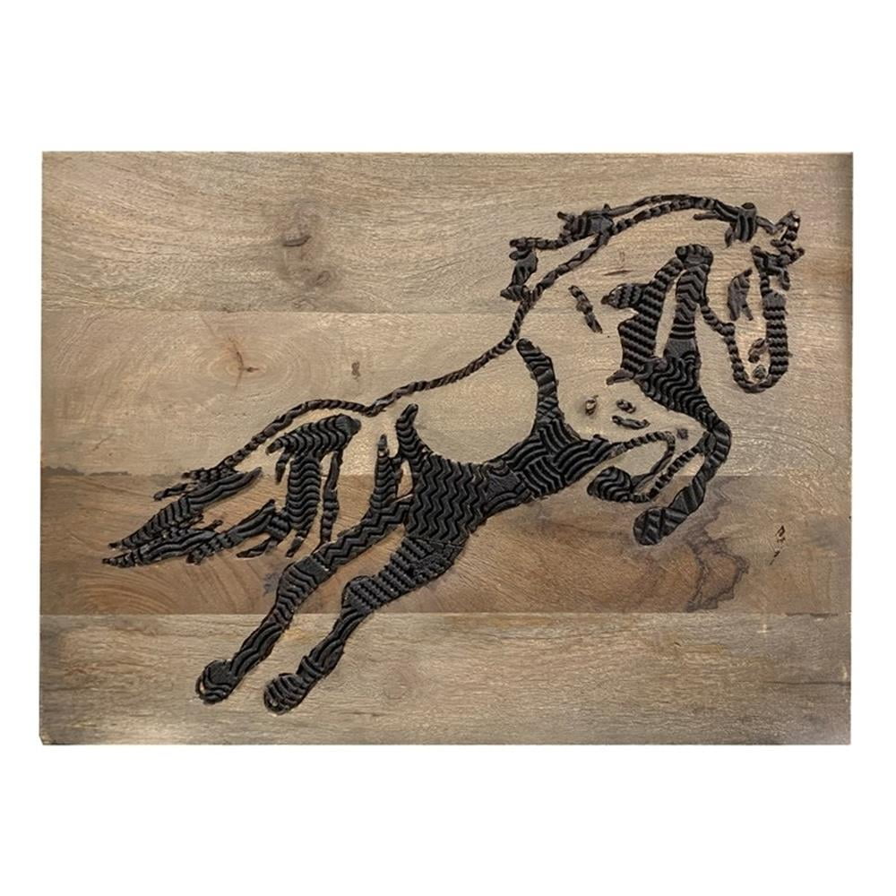 Taran Designs Martin Solid Wood Inlay Wall Art in Brown/Black - Walmart.com