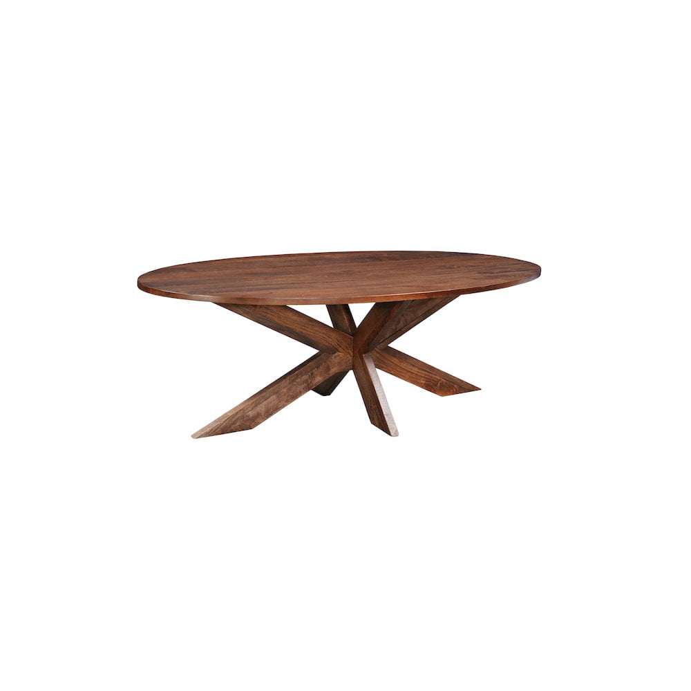 Taran Designs Mason 92" Solid Wood Oval Dining Table in Brown - Walmart.com