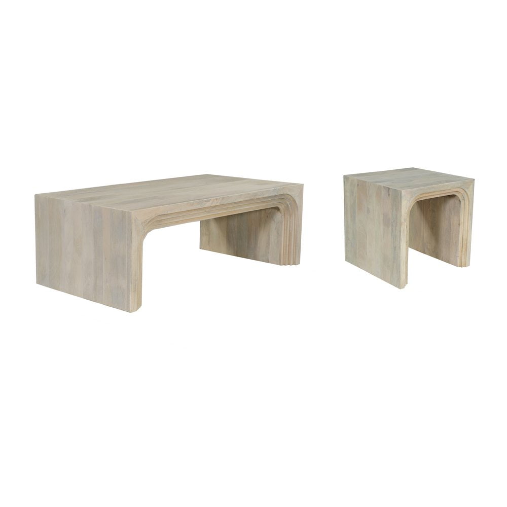 Taran Designs Renith 2-piece Carved Solid Wood Living Room Table Set ...