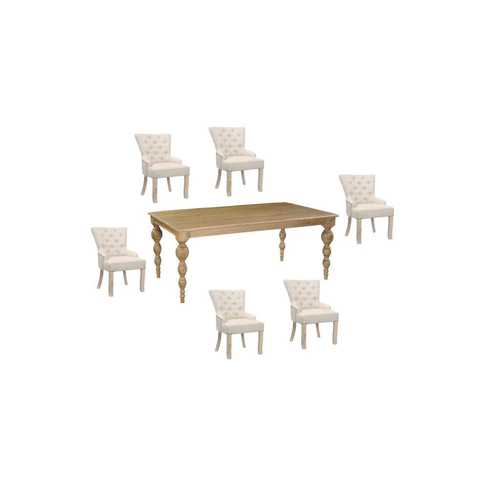 Taran Designs Renith 7-piece Live Edge Solid Wood Dining Set - Walmart.com