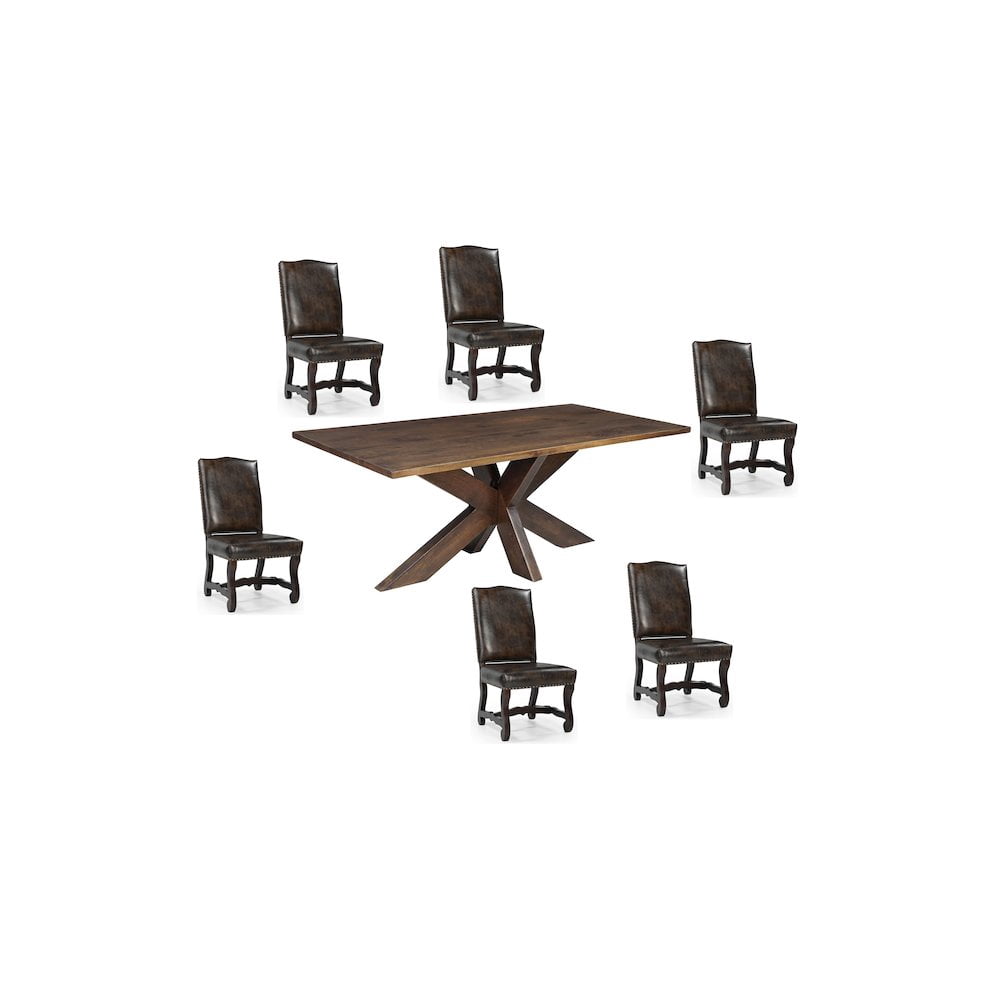 Taran Designs Renith 7-piece Live Edge Solid Wood Dining Set - Walmart.com