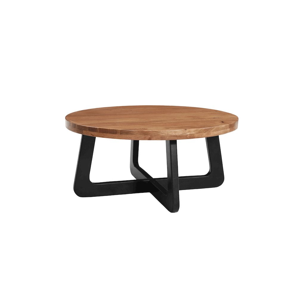 Taran Designs Renith Round Solid Wood Coffee Table, Brown - Walmart.com