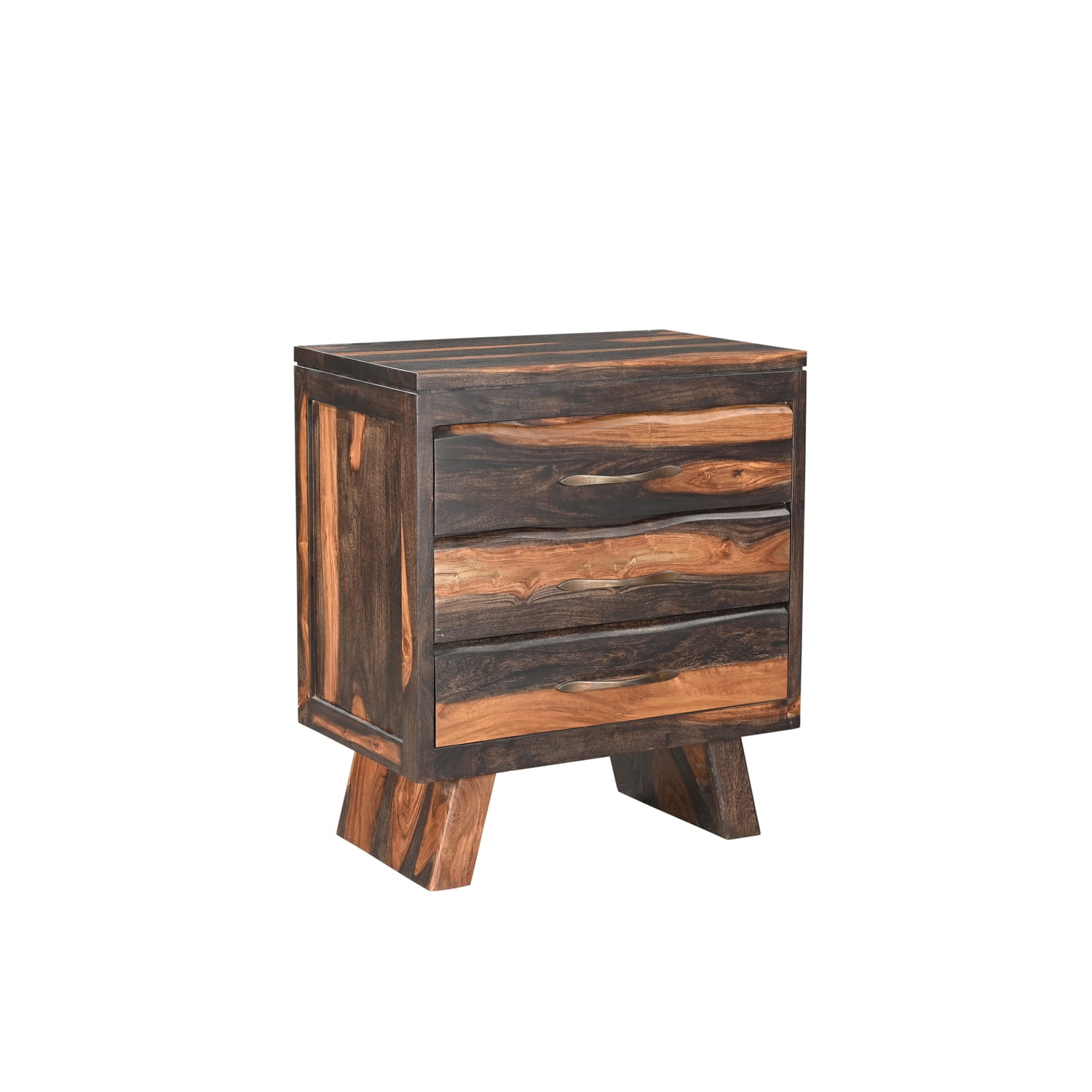 Taran Designs Warren 3-drawer Live Edge Solid Wood Nightstand in Dark ...