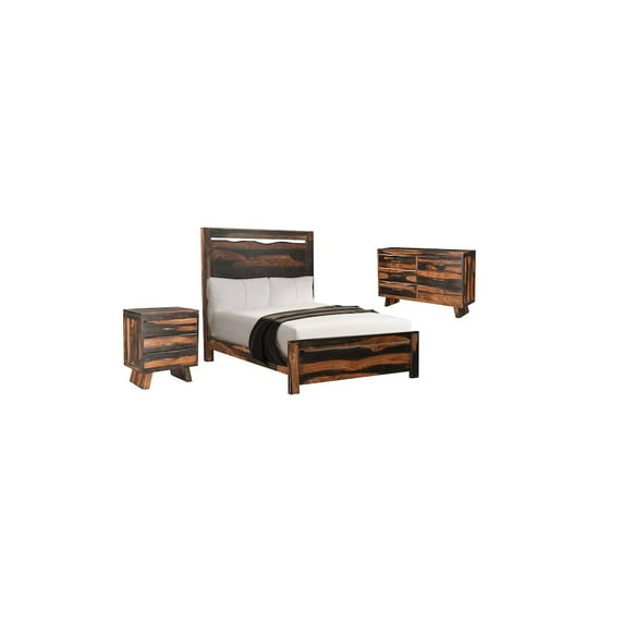 Taran Designs Warren 3-piece Solid Wood Queen Bedroom Set in Dark Brown ...