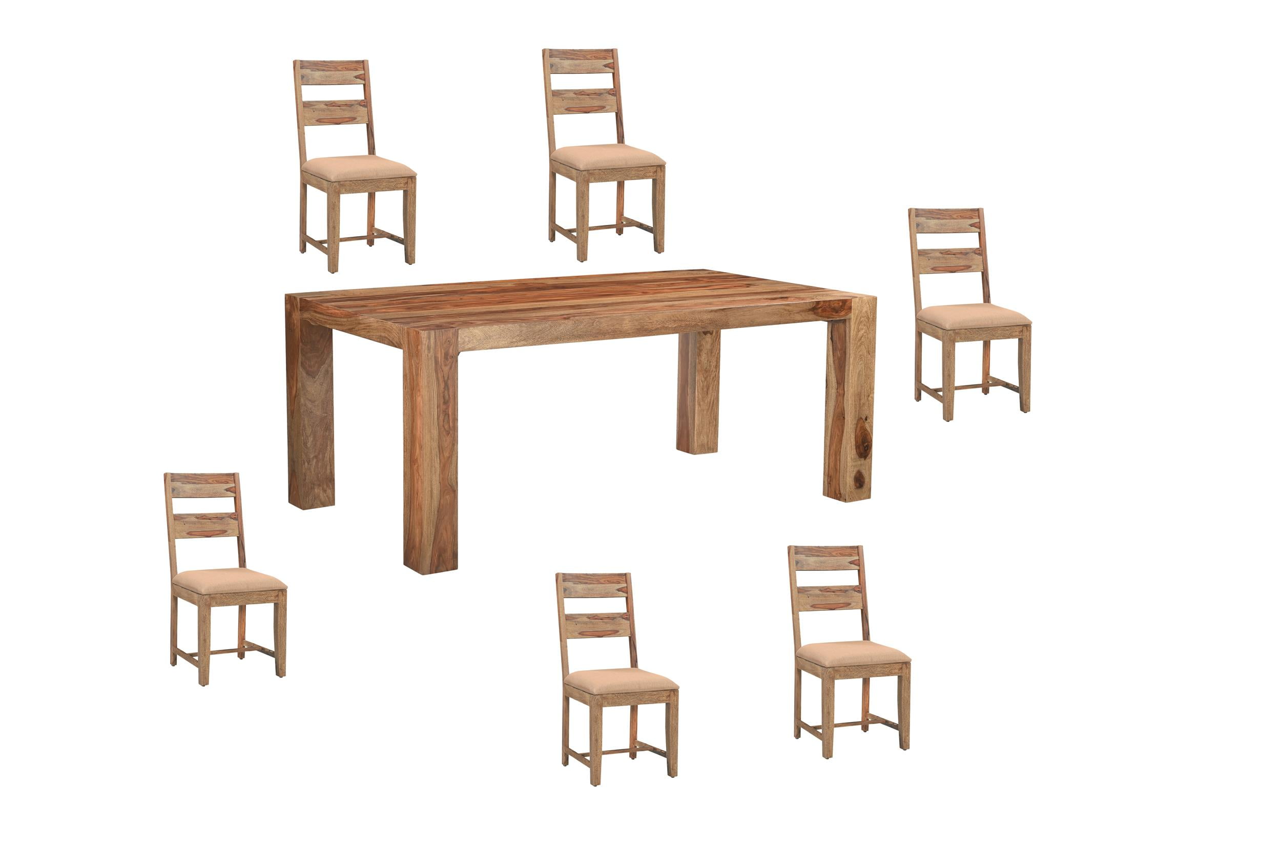 Taran Designs Warren 7-piece Upholstered Solid Wood Dining Set in Brown ...