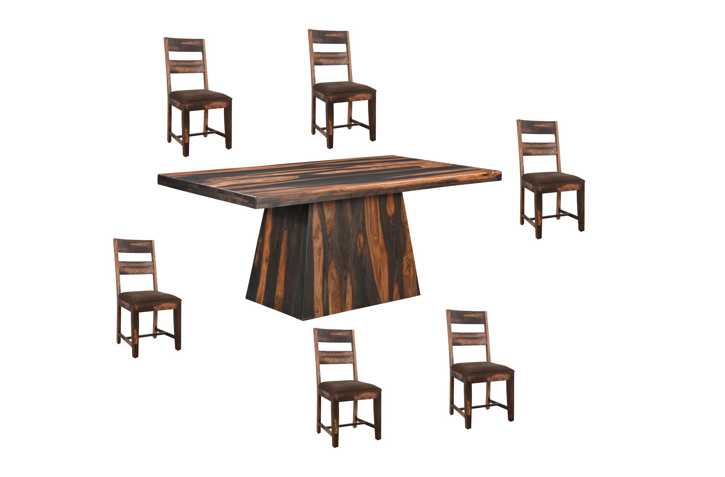 Taran Designs Warren 7-piece Upholstered Solid Wood Dining Set in Brown ...
