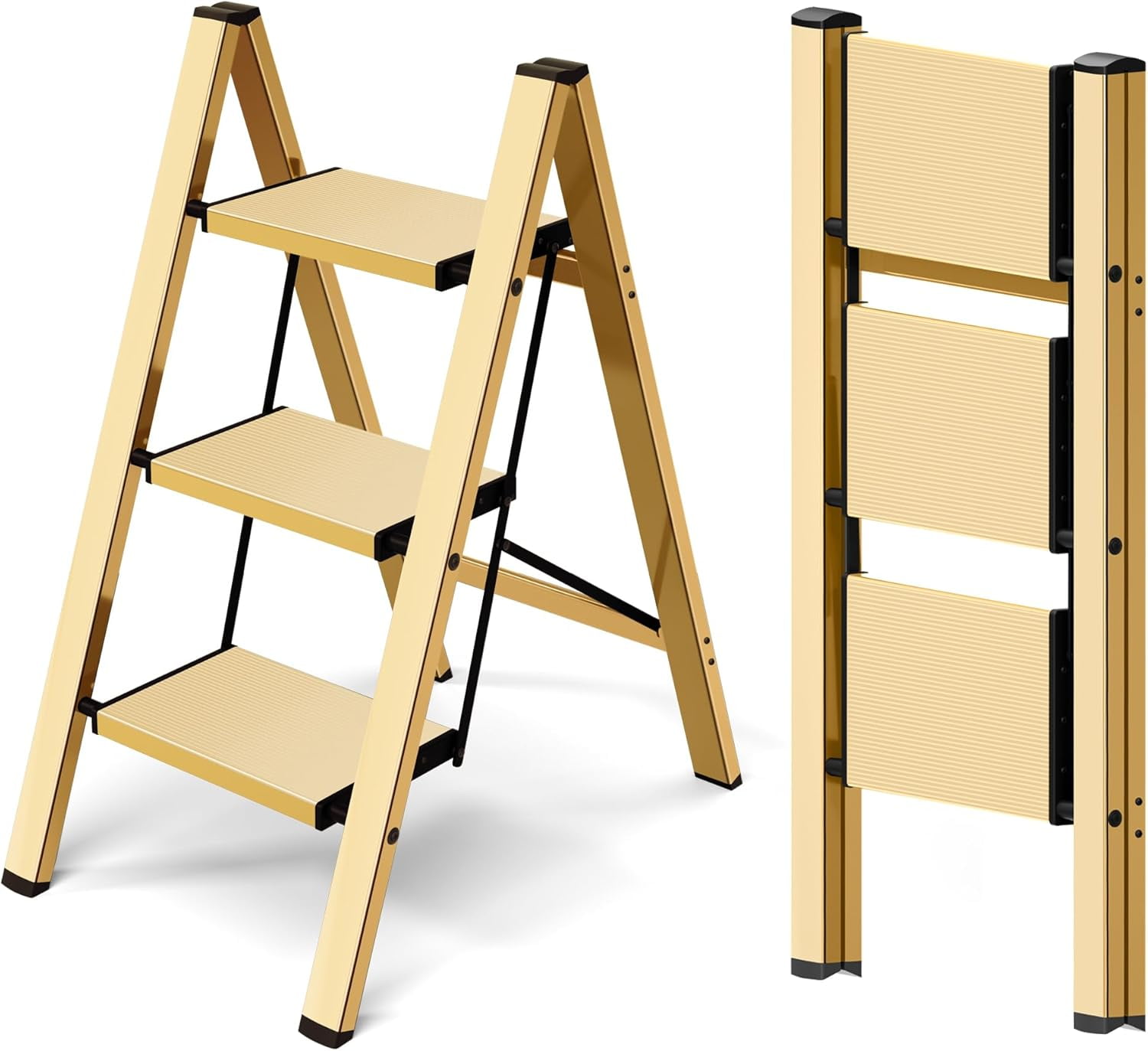Taranta 3 Step Ladder,Aluminum Lightweight Folding 3 Step Stool with ...