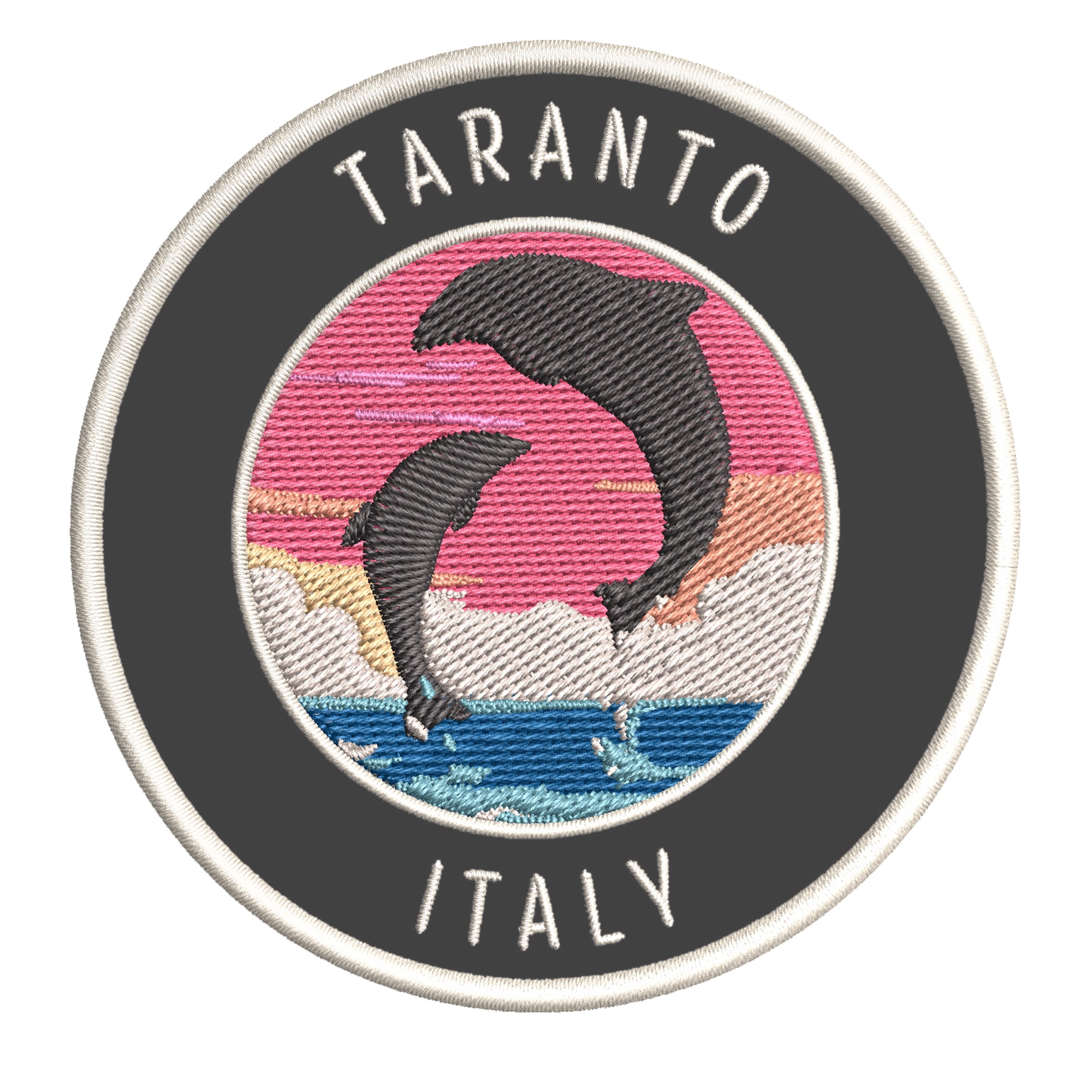 Taranto Italy Dolphin Sunset 3.5 Inch Iron Or Sew On Embroidered Fabric ...