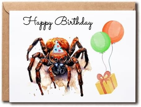 Tarantula And Balloons Card - Tarantula Funny Birthday Card - Party ...