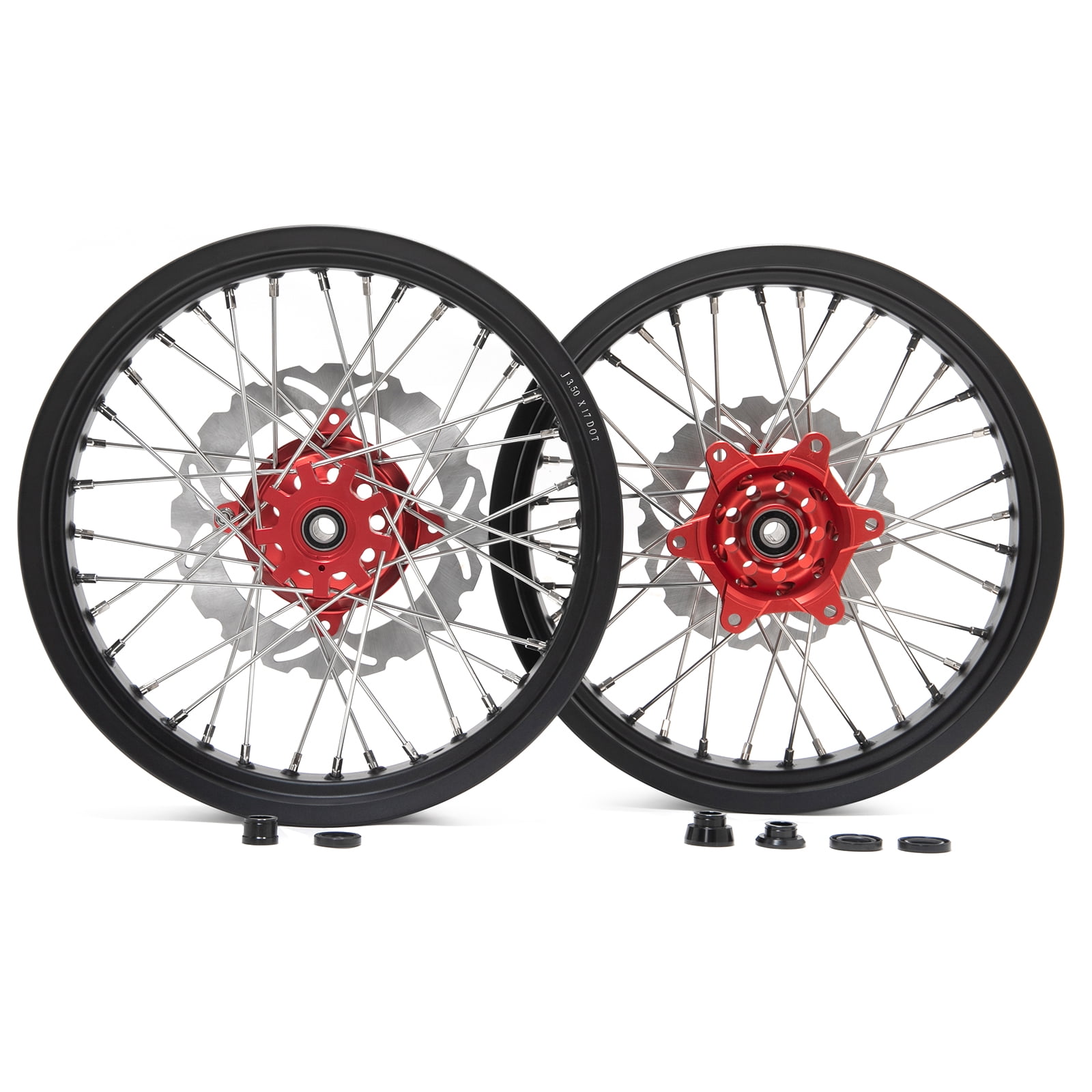 Tarazon 17" Supermoto Front Rear Wheels Rims Hubs Rotors for Honda ...