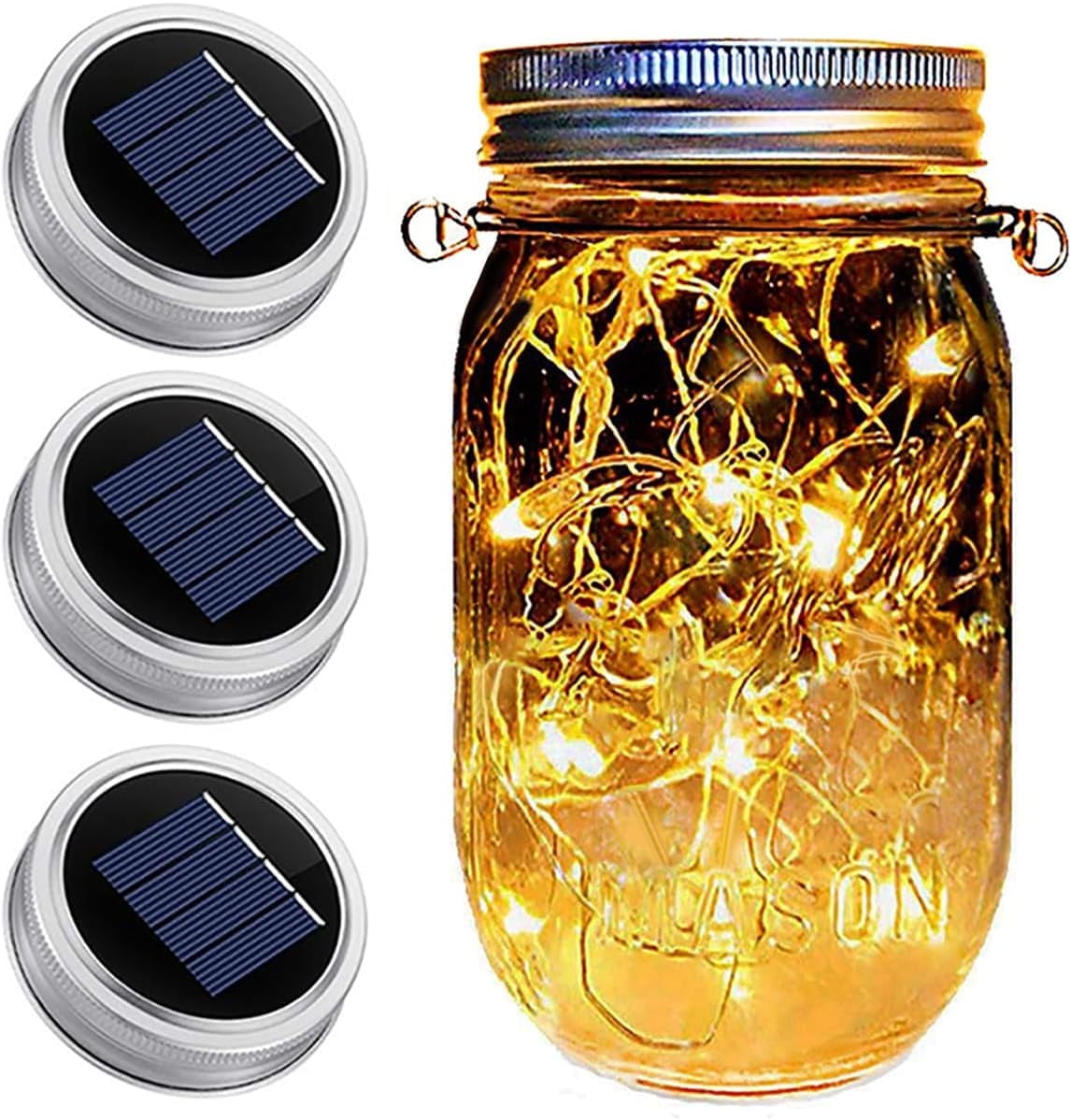 Tardigrade 3 Pack Mason Jar Solar Lights Lids, Solar Fairy LED Lights ...