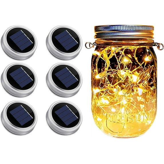 Tardigrade Mason Jar Solar Lights Lids, 6 Pack 20 LED, Waterproof ...