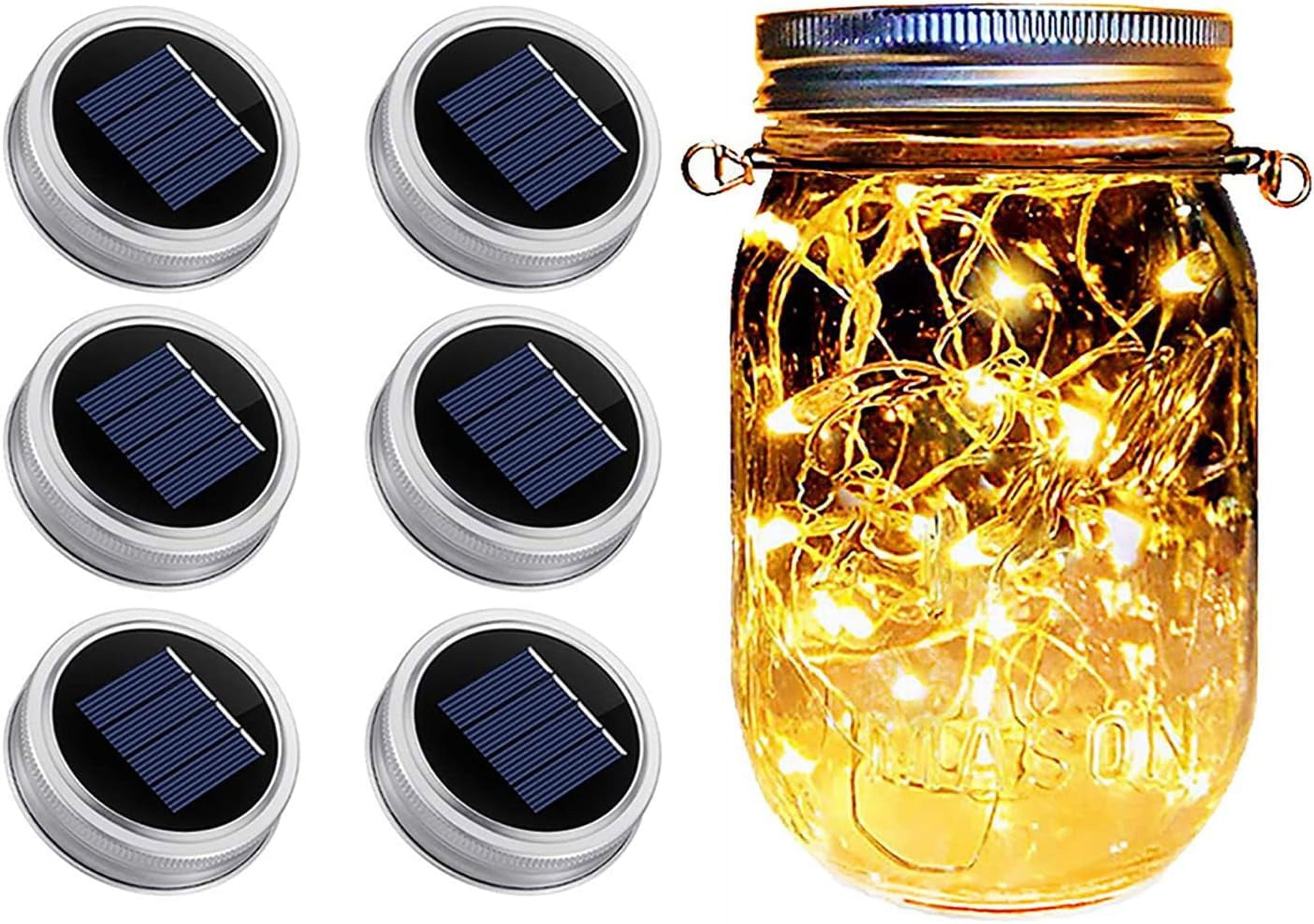 Tardigrade Mason Jar Solar Lights Lids,6 Pack 20 LED Bulbs Solar String ...